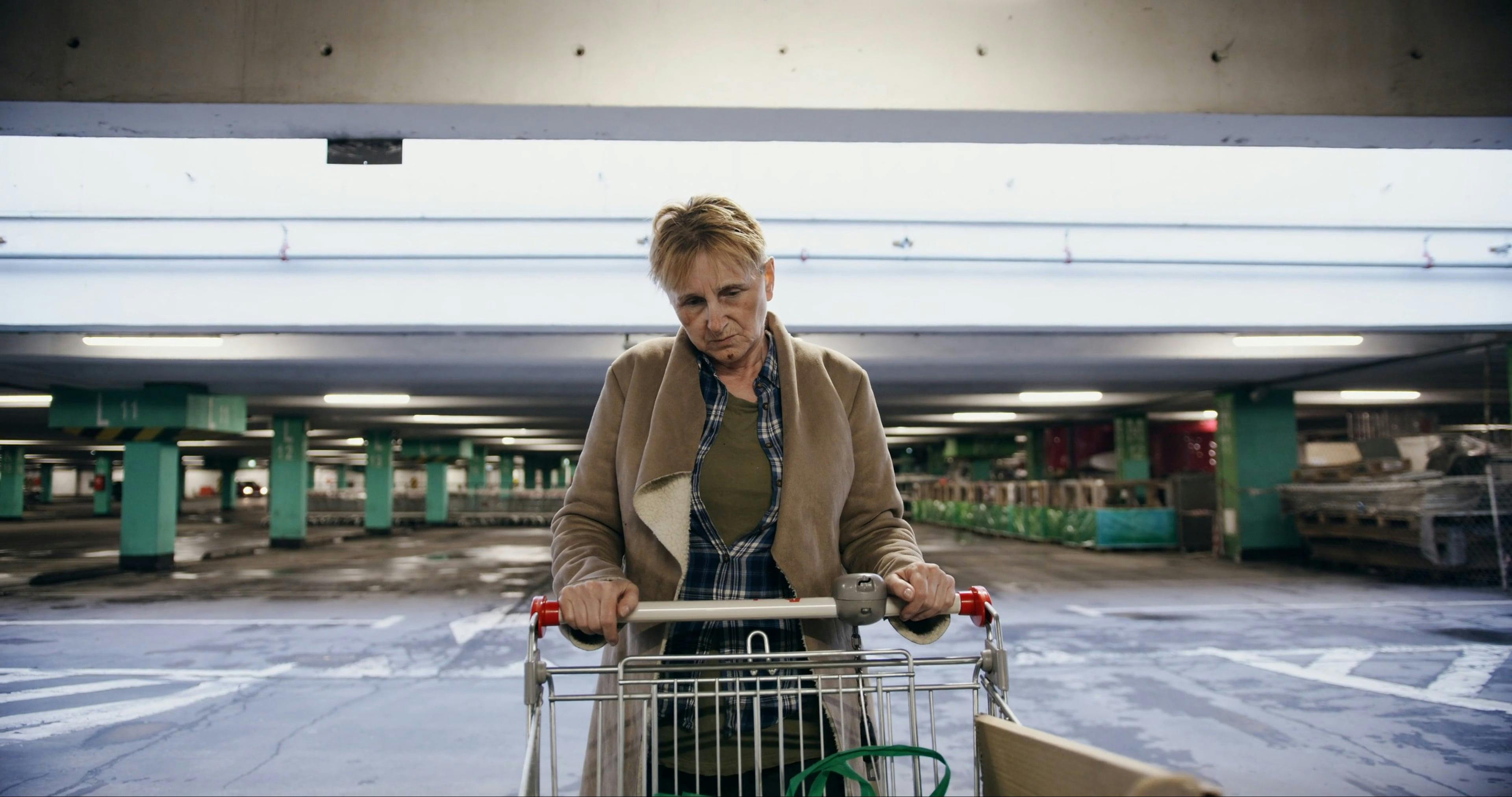 Homeless Woman Pushing Shopping Cart · Free Stock Video