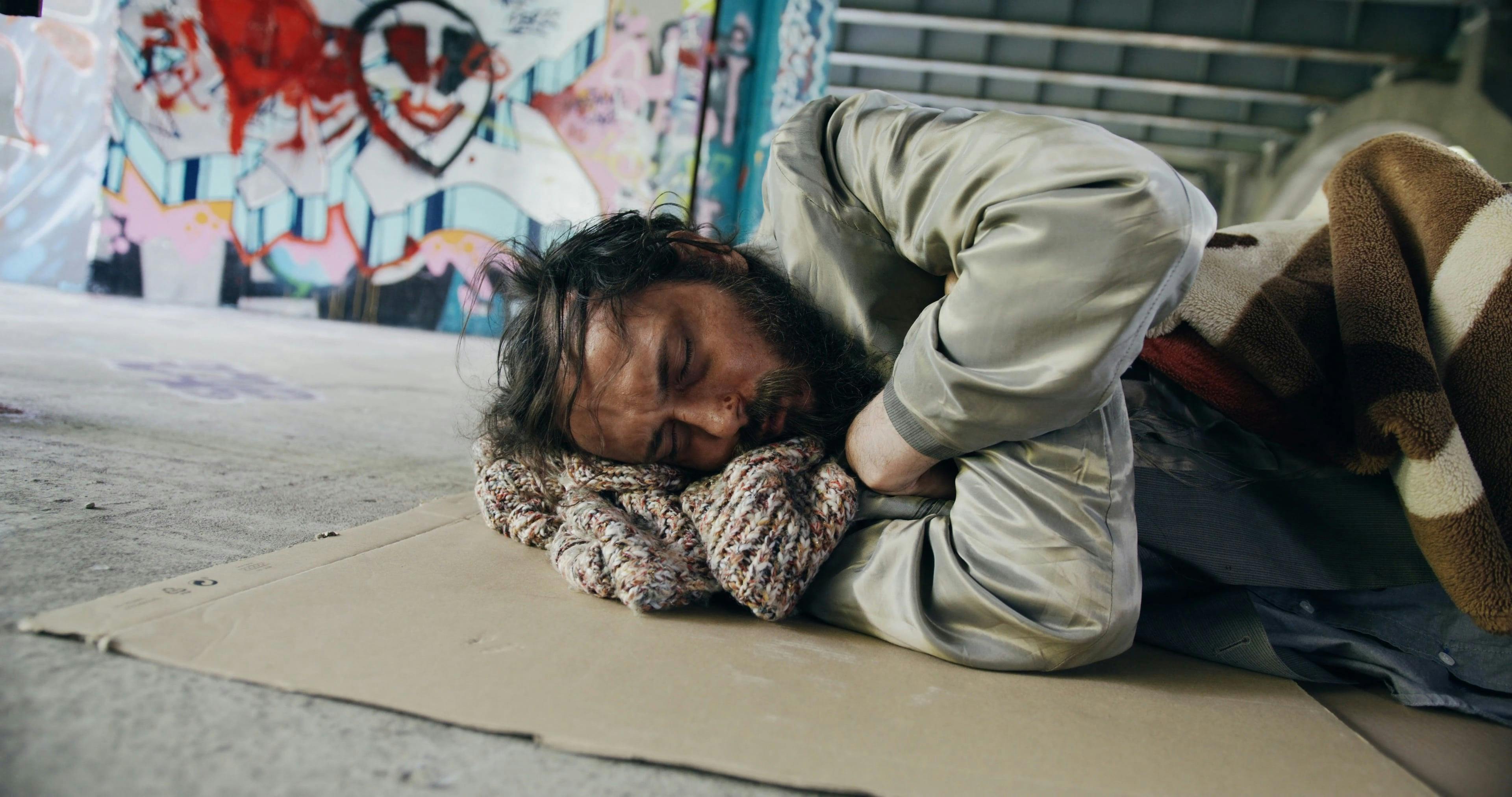 A Homeless Man Sleeping on the Ground Free Stock Video Footage, Royalty ...