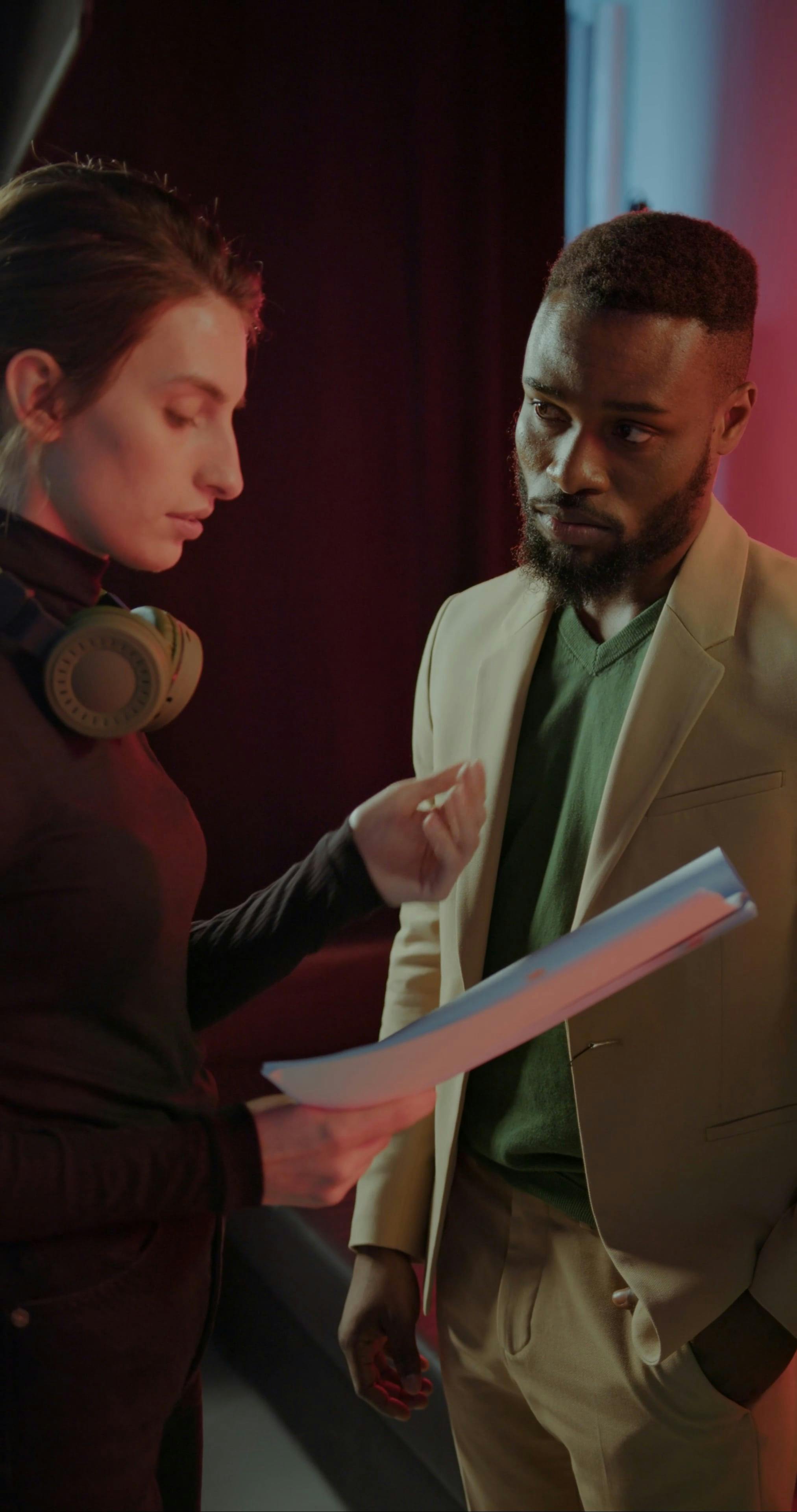 Actors Acting On Set Production while Doing Video Recording Free Stock ...