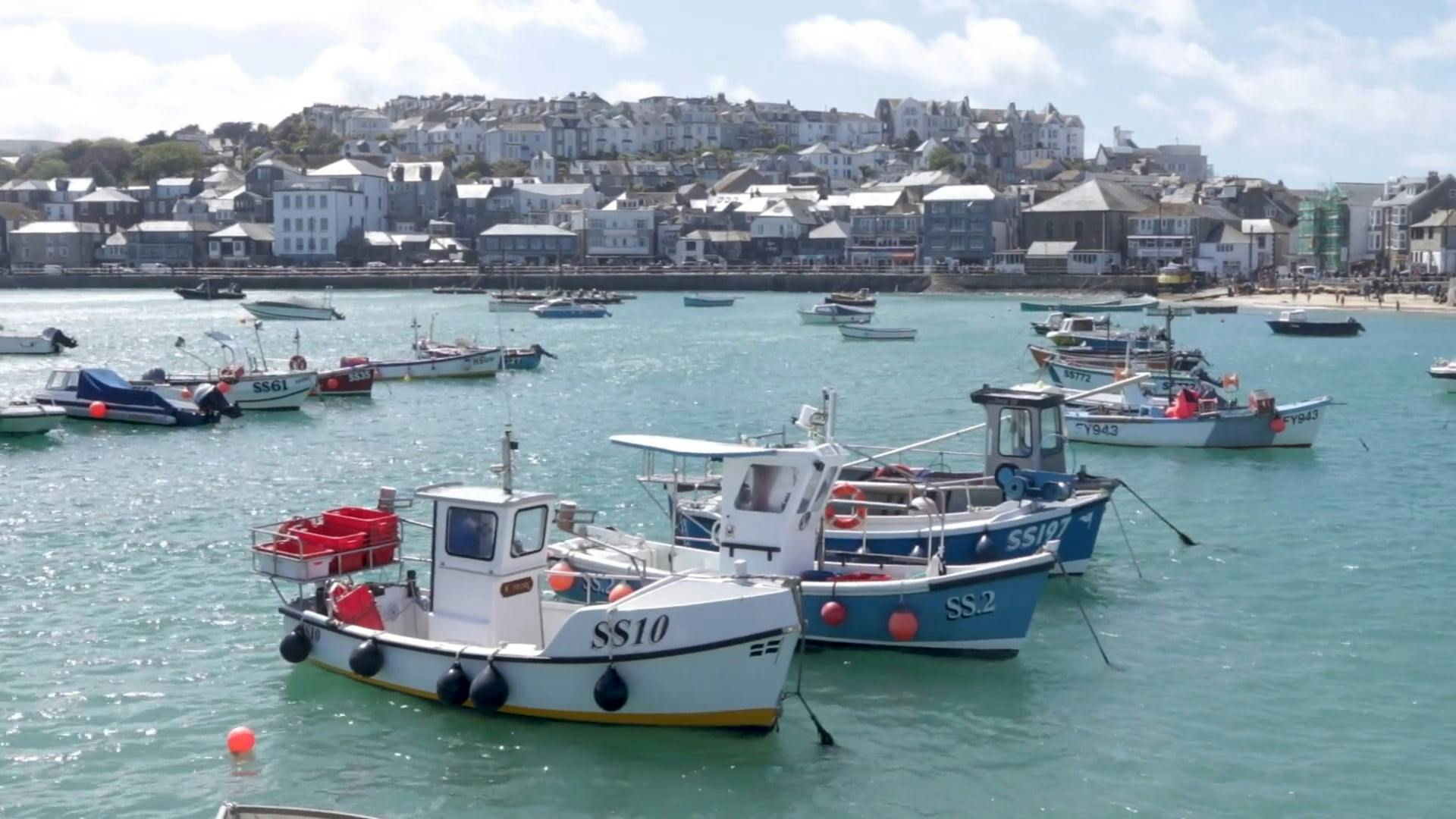 Fishing Boats at Harbour in Cornwall England Free Stock Video Footage ...