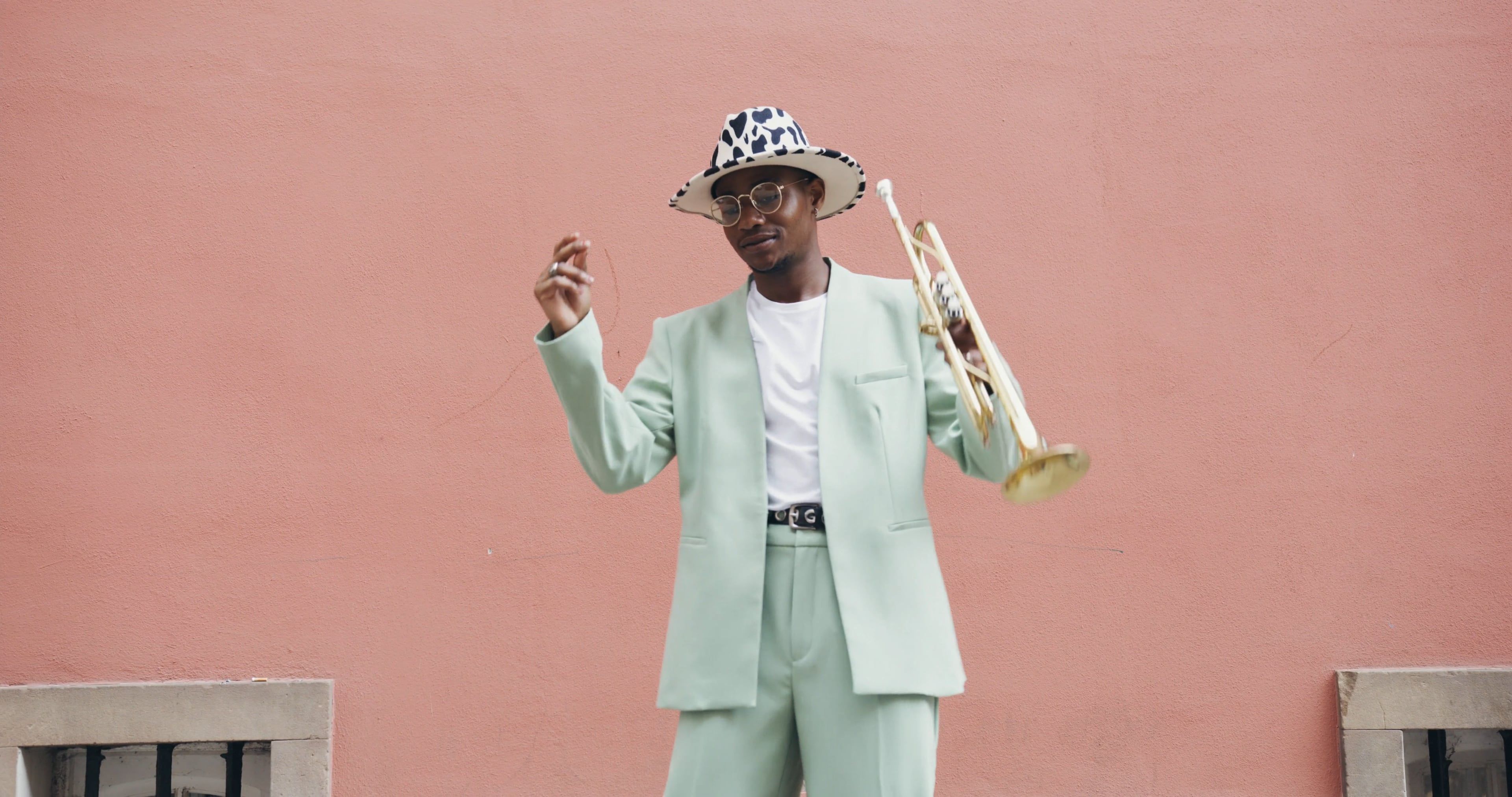 Man Dancing while Holding a Trumpet Free Stock Video Footage, Royalty ...