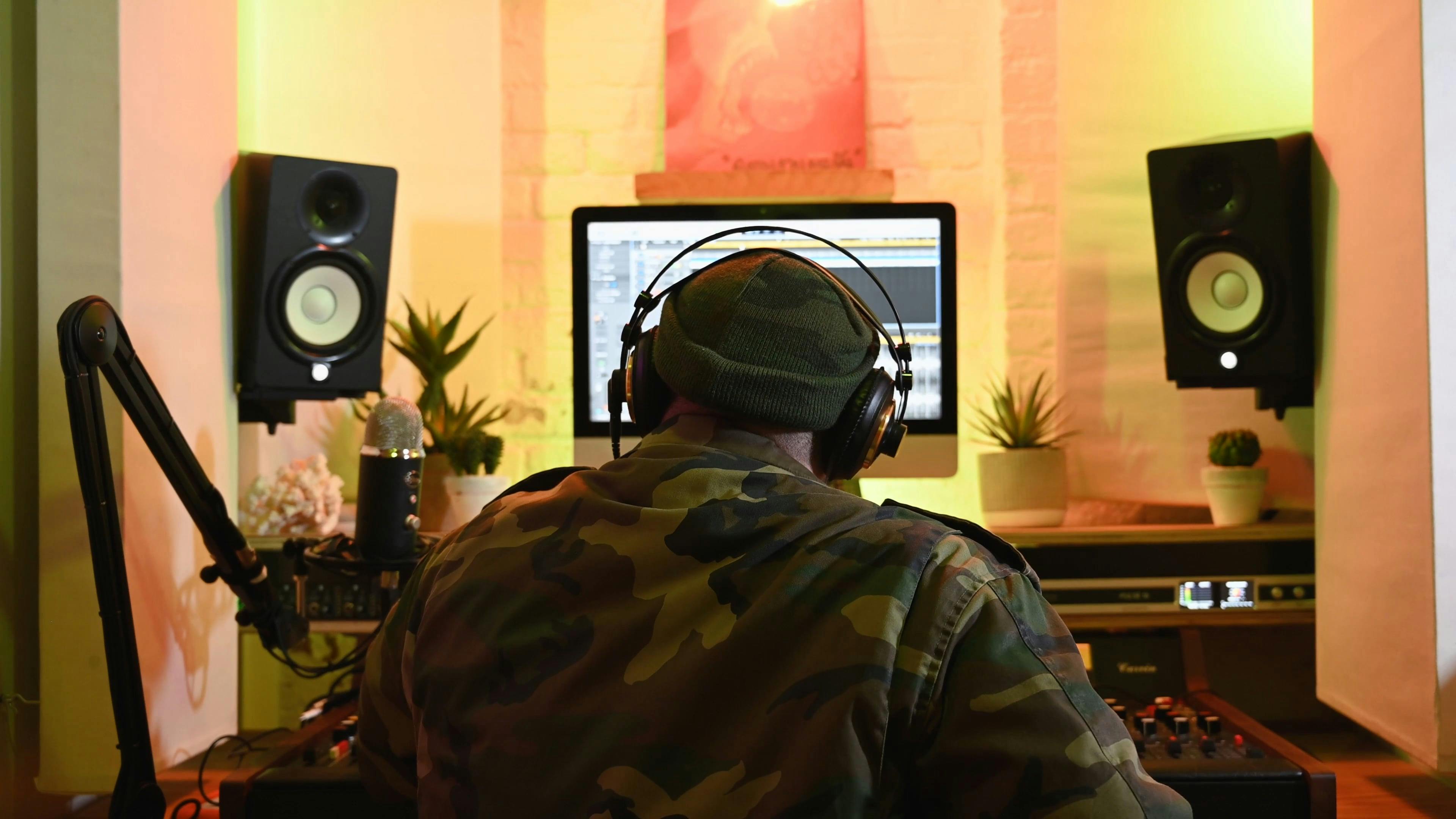 A Person Wearing Headset on a Recording Studio · Free Stock Video