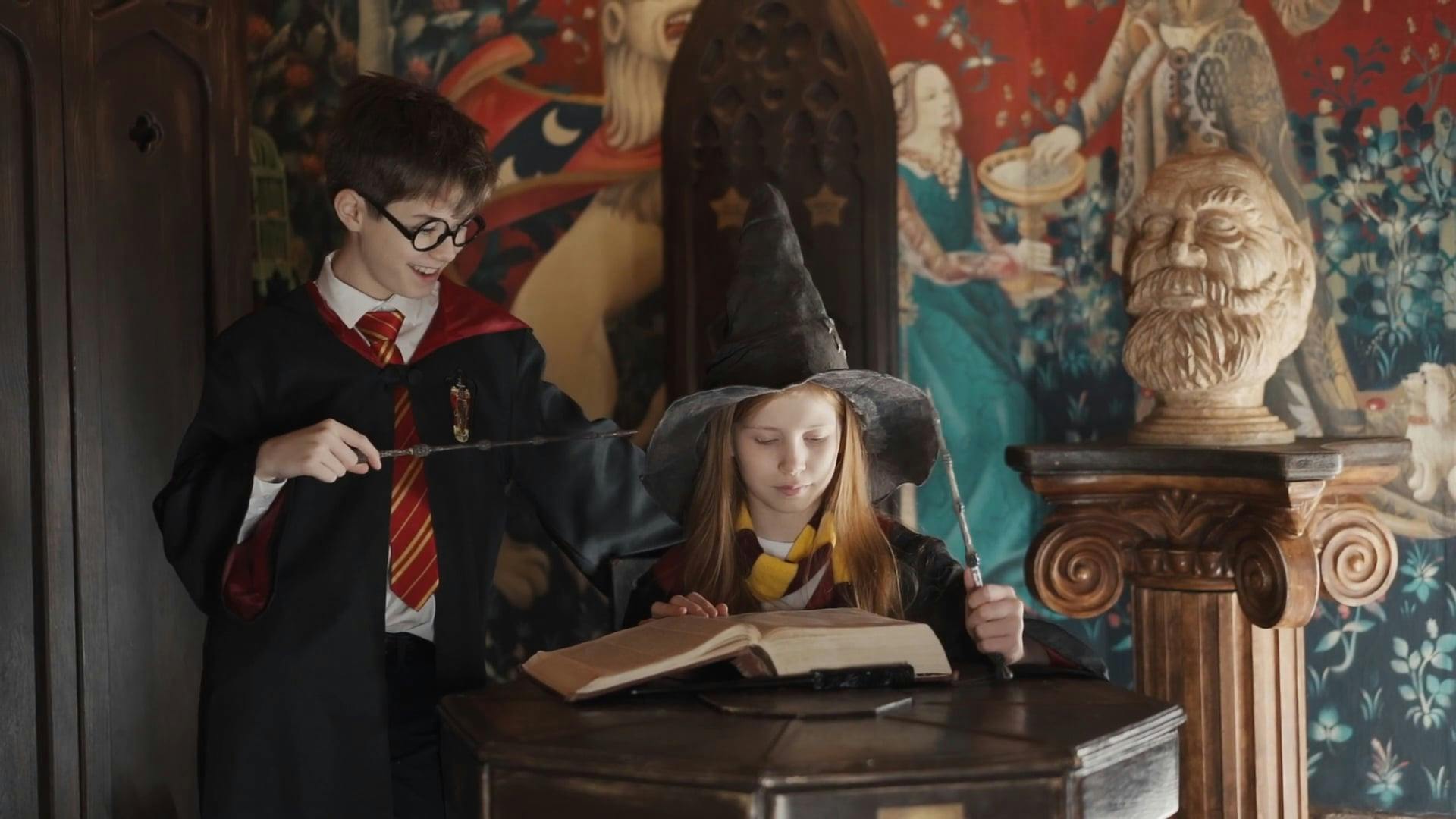 Boy and Girl Reading a Book using Magic Wand Free Stock Video Footage ...