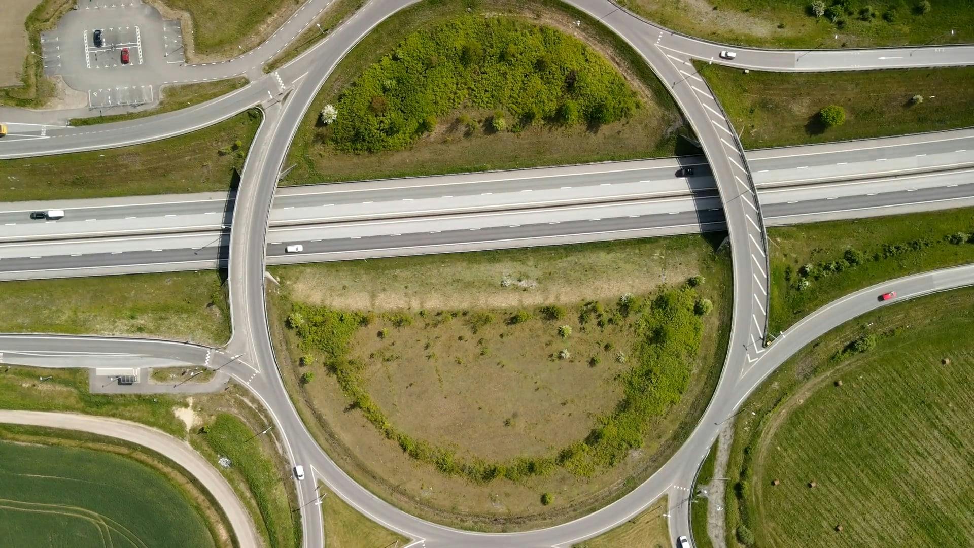 Bird's-Eye View of a Roundabout Free Stock Video Footage, Royalty-Free ...