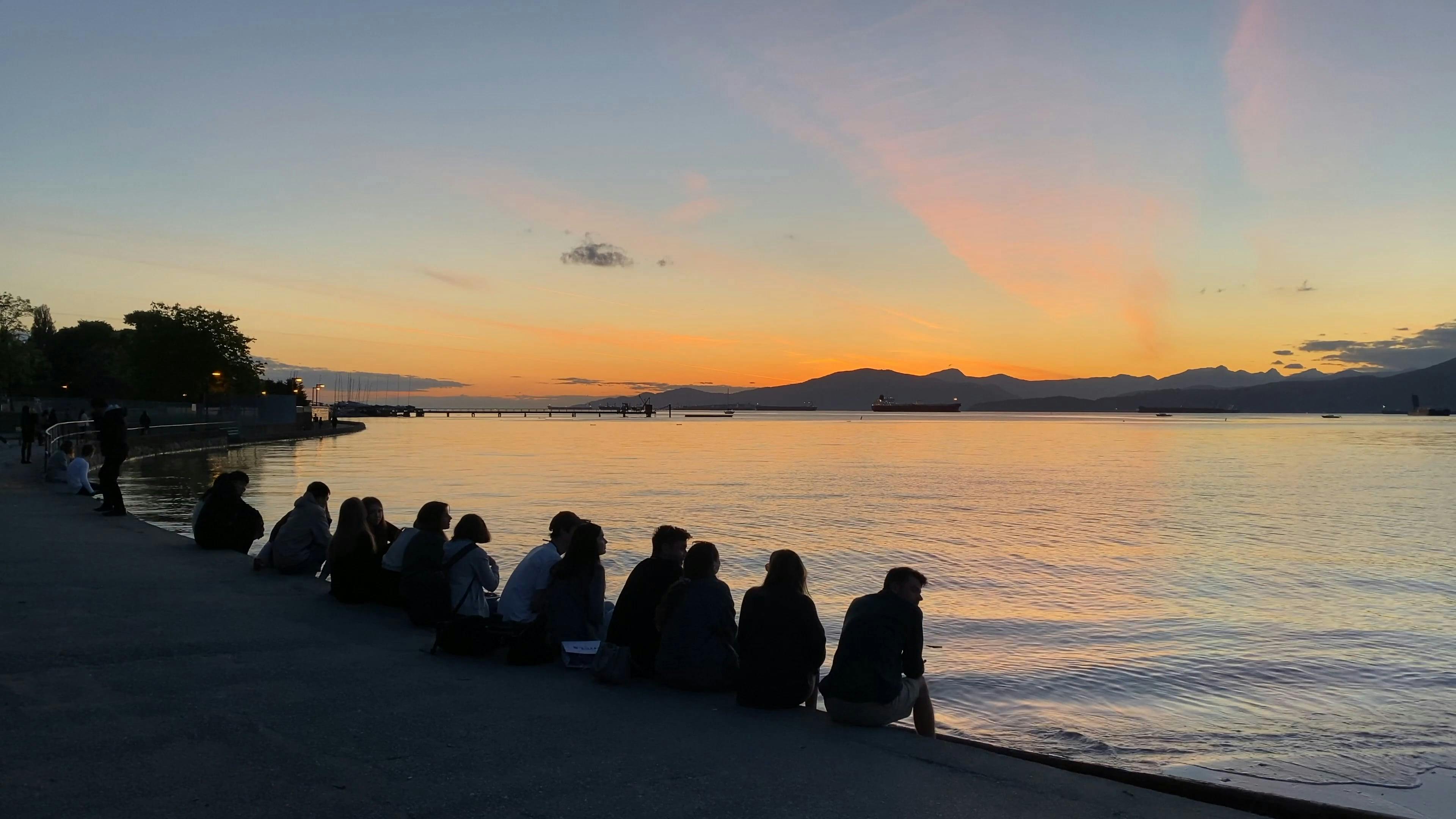 People Watching Sunset at the Beach · Free Stock Video