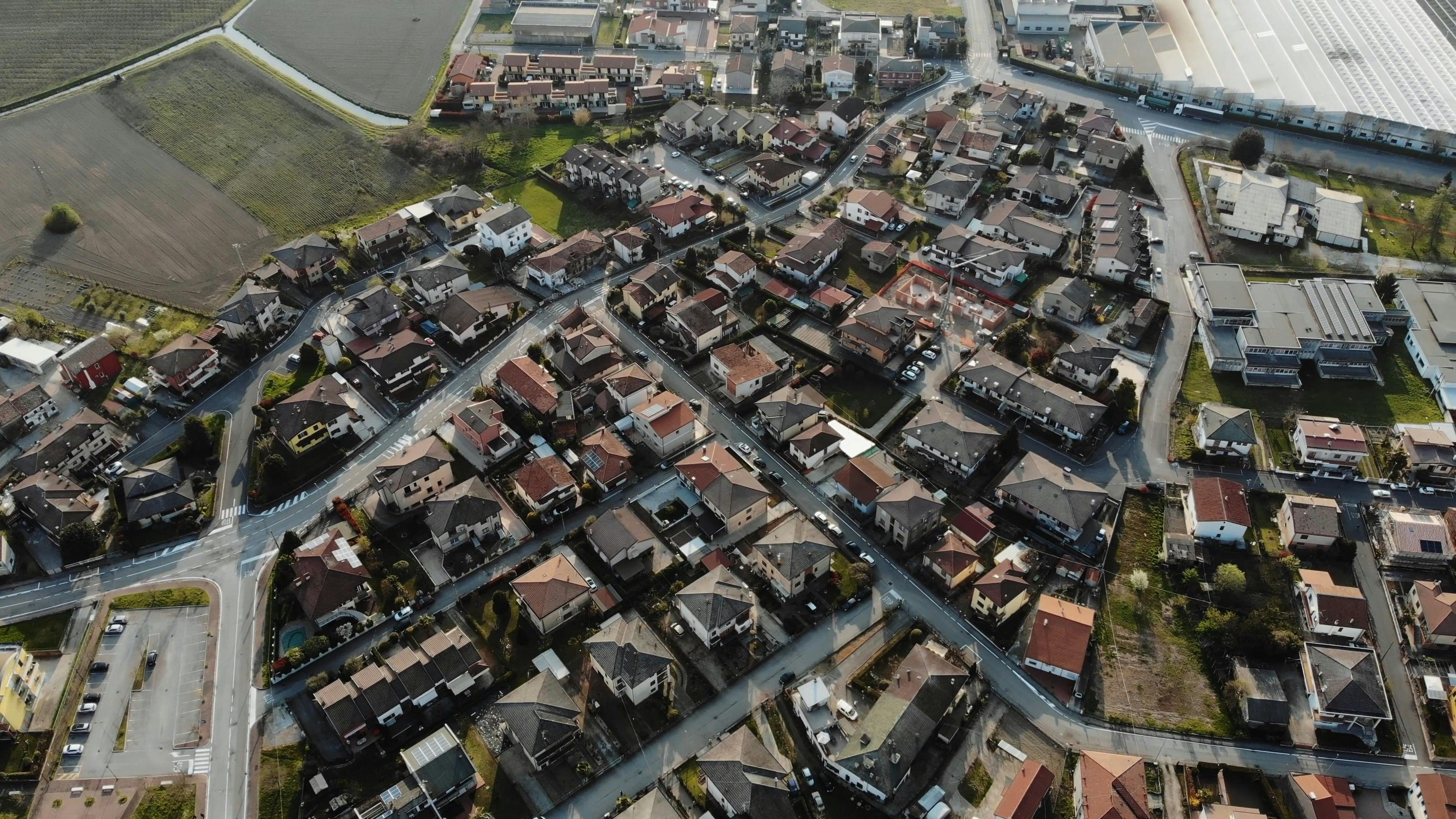 Drone Shot of Suburban Area in Europe Free Stock Video Footage, Royalty ...