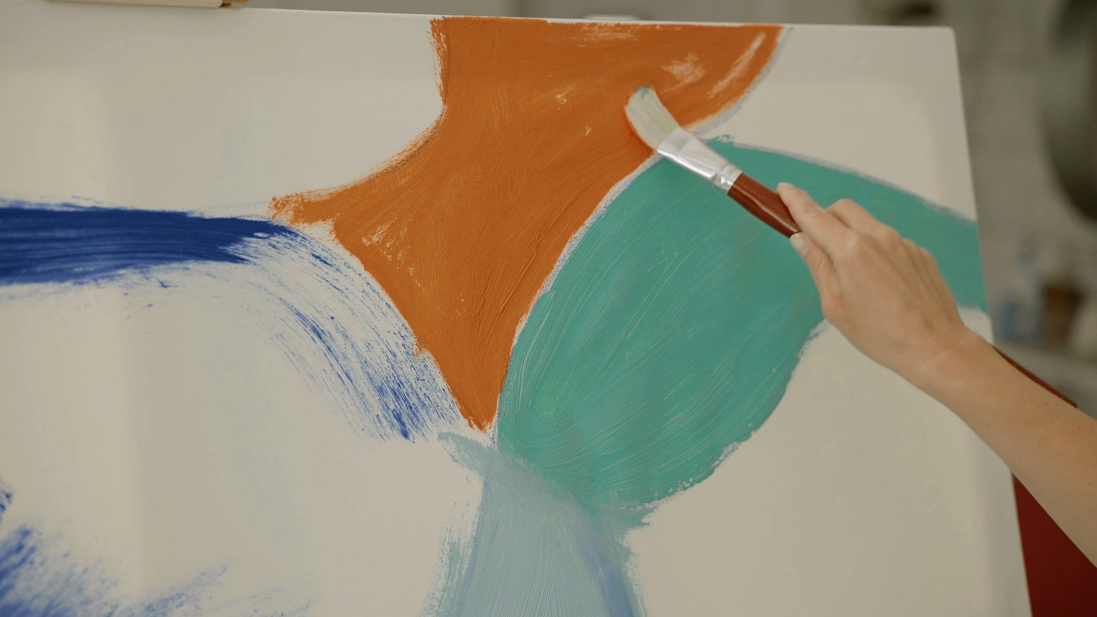Close-Up Video of a Person Painting on Canvas · Free Stock Video