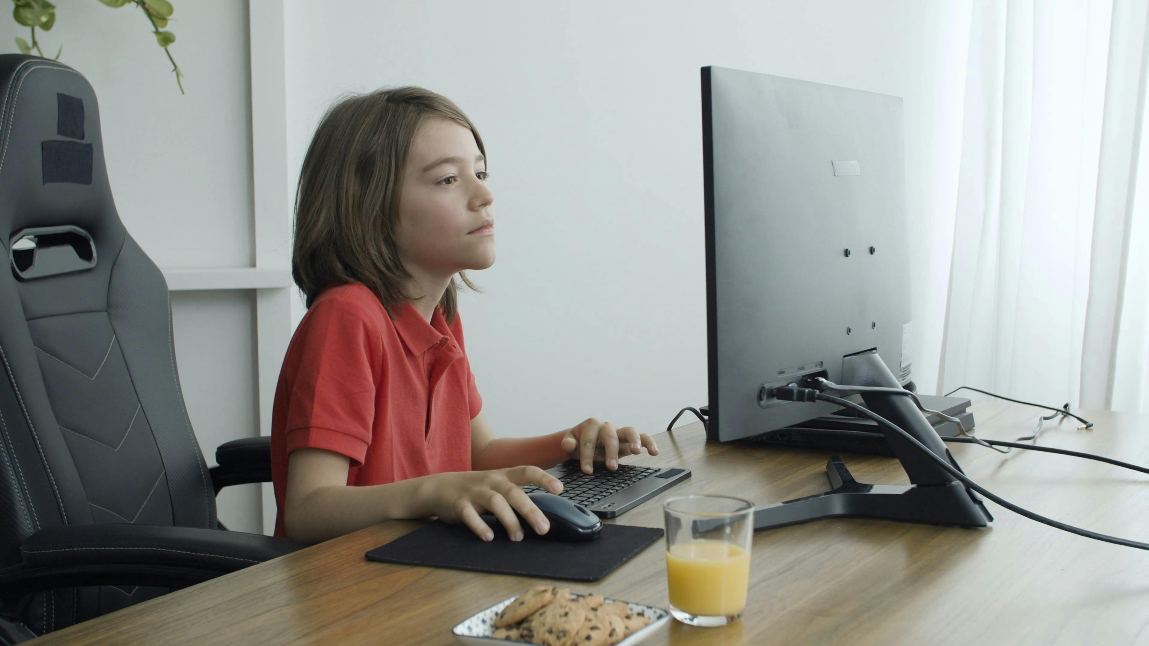 A Kid Using a Computer · Free Stock Video