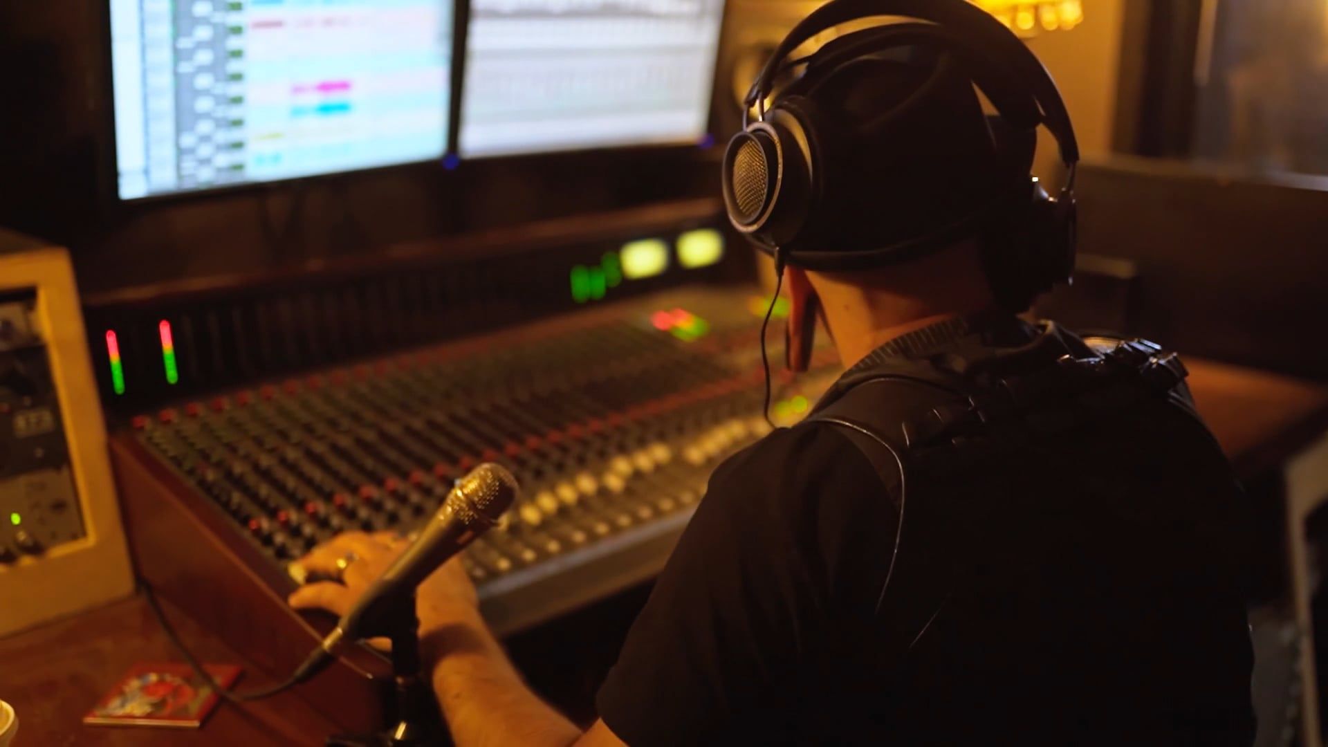 Back View of a Music Producer in a Recording Studio Free Stock Video ...