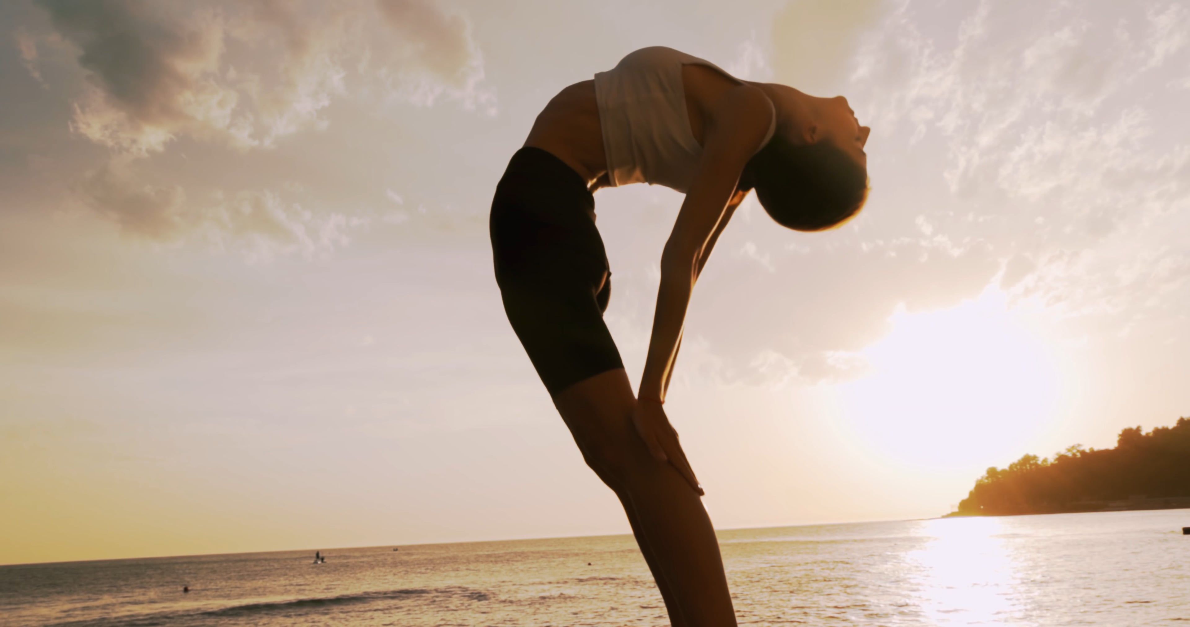 A Woman Stretching In A Scenic Sunset Free Stock Video Footage, Royalty ...
