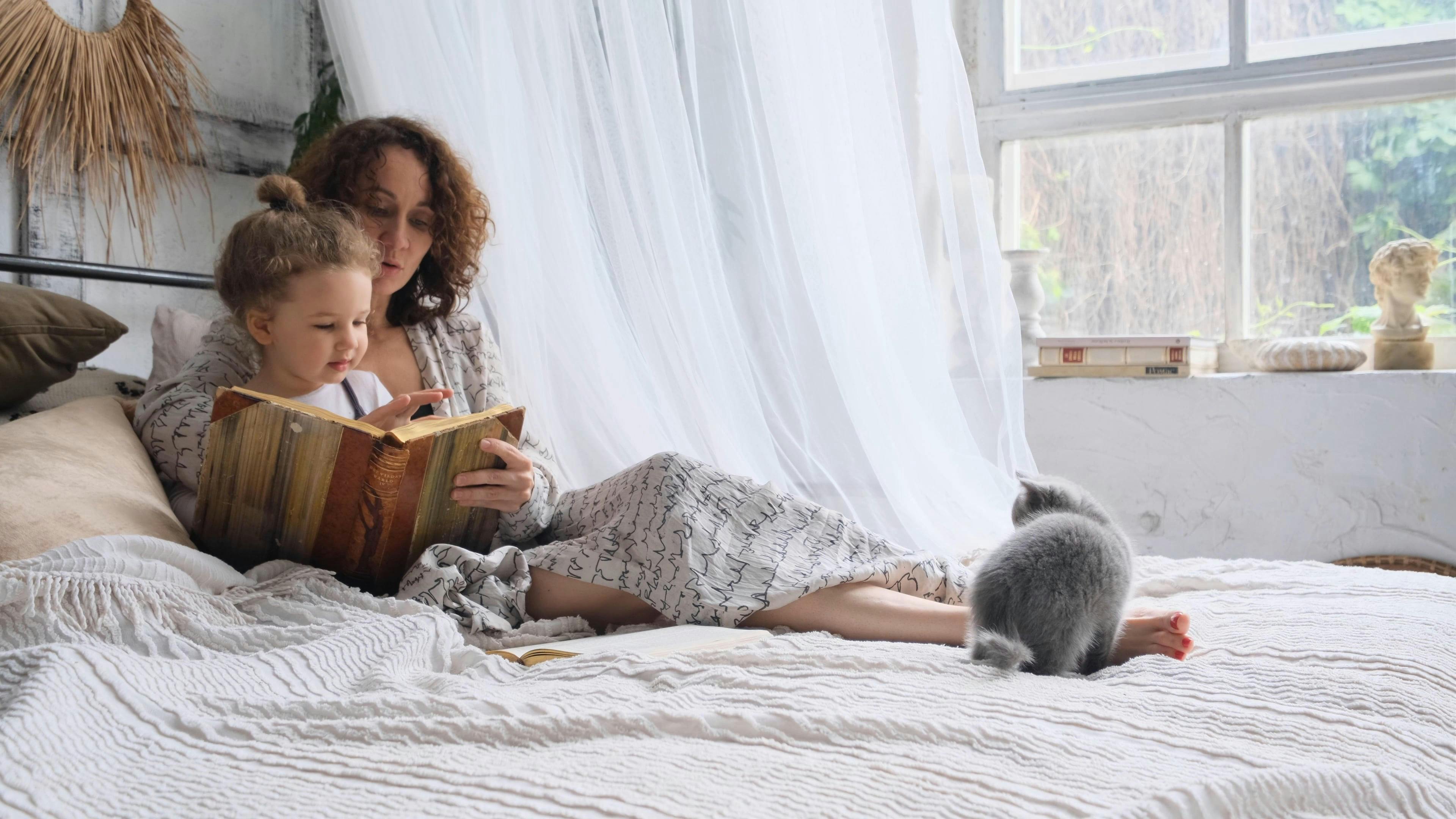 Mother Reading a Book to her Child Free Stock Video Footage, Royalty ...