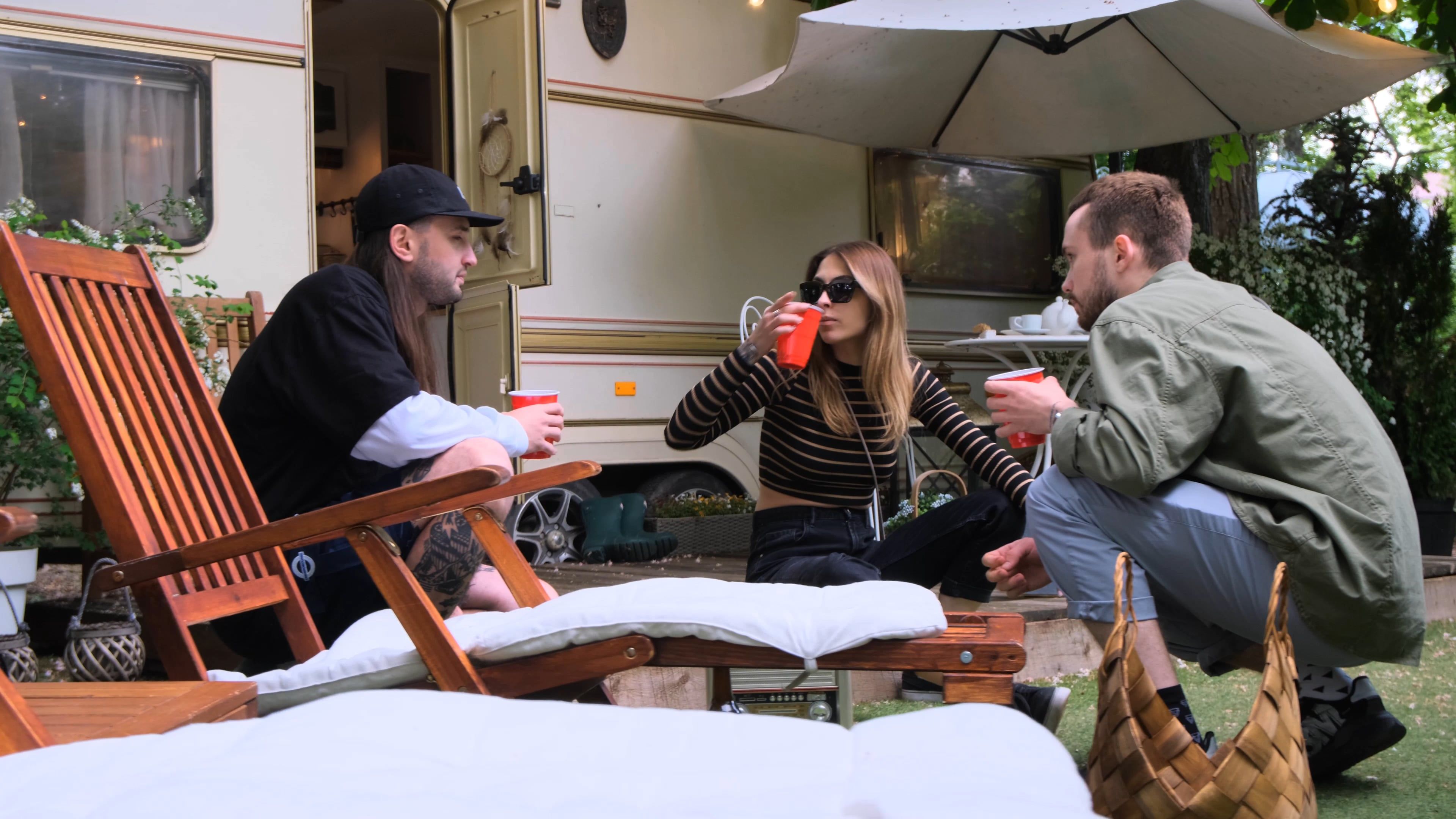 Friends Gathering Beside A Caravan Free Stock Video Footage, Royalty ...