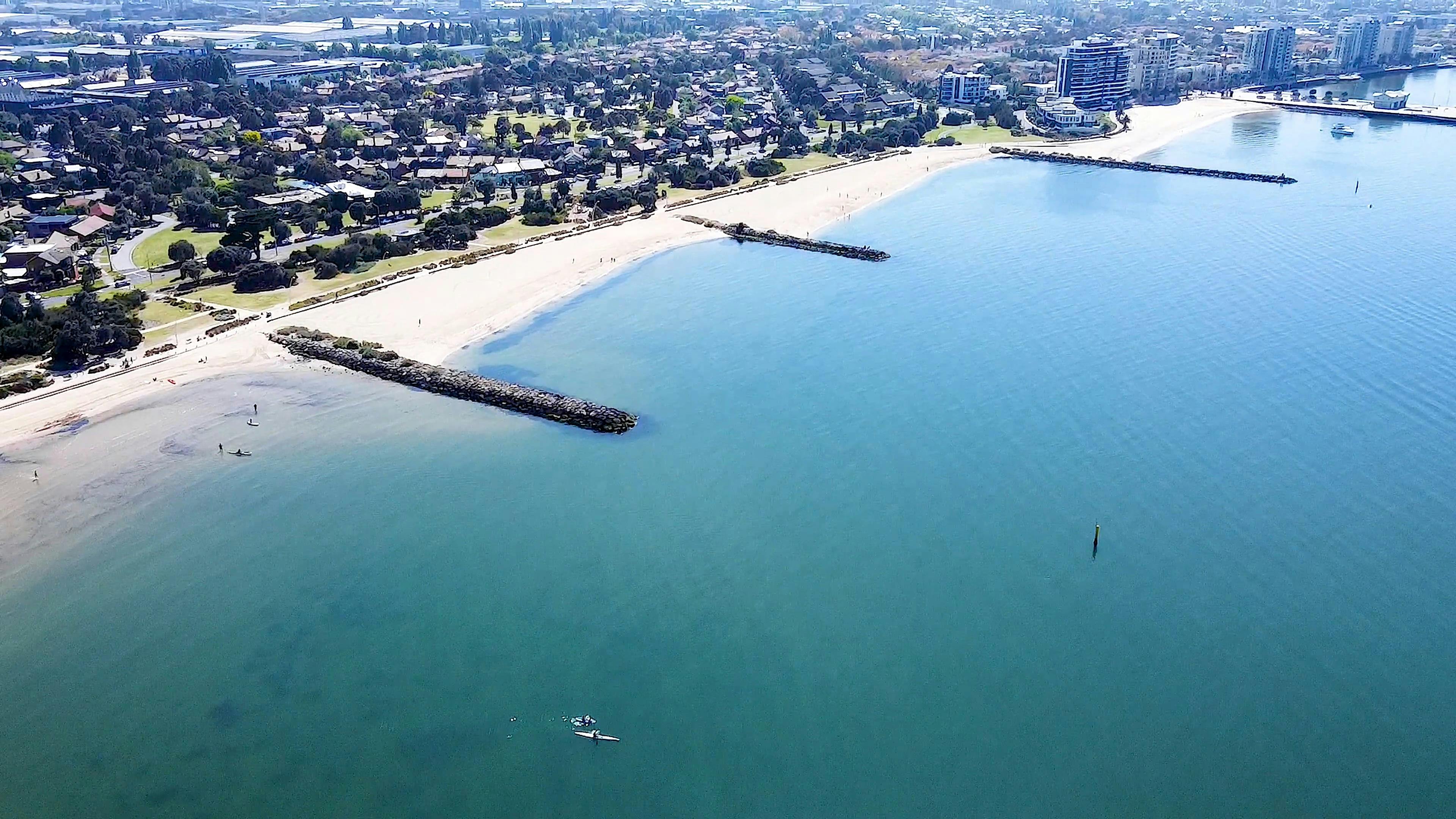 Drone Footage of Port Melbourne Beach Free Stock Video Footage, Royalty ...