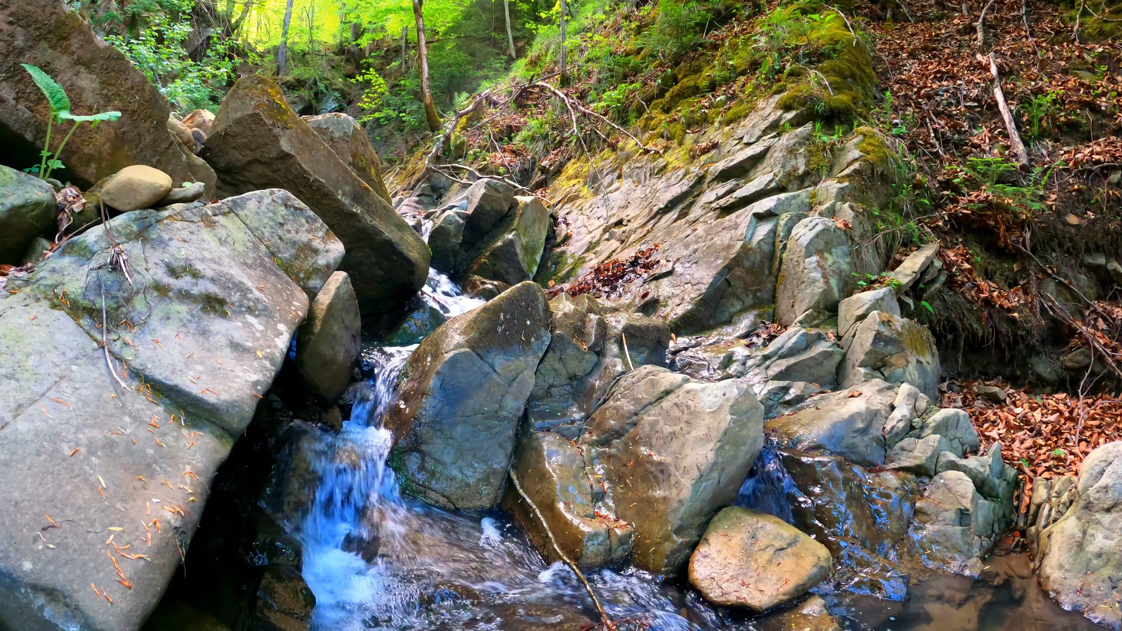 Water Flowing in Rocks · Free Stock Video