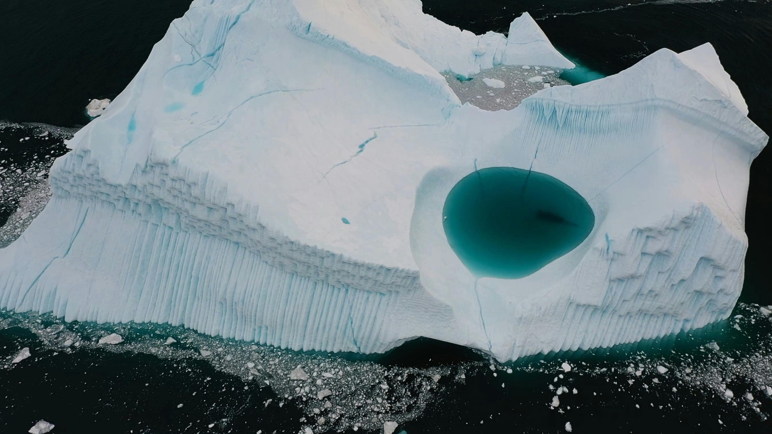 Birds Eye View of the Tip of an Iceberg Free Stock Video Footage ...