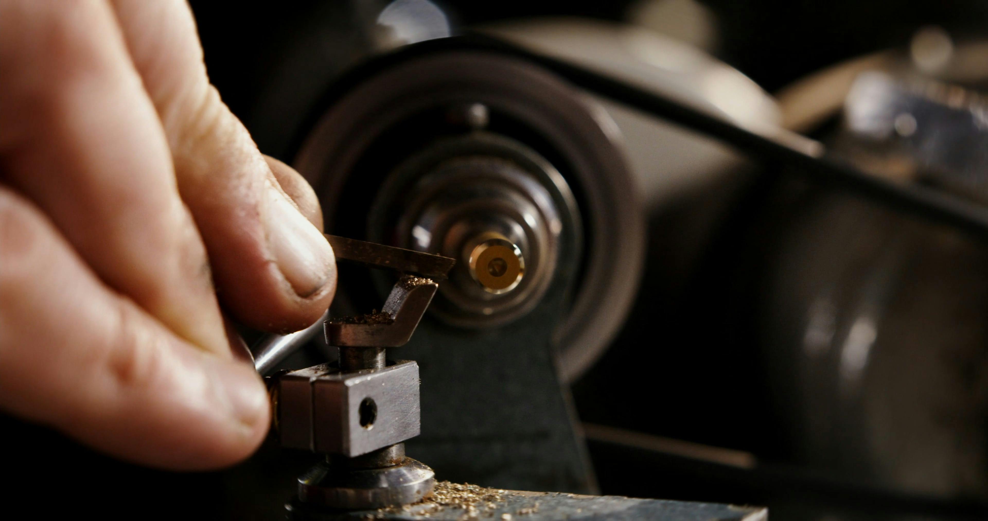 Close up of a Person using a Lathe Machine · Free Stock Video