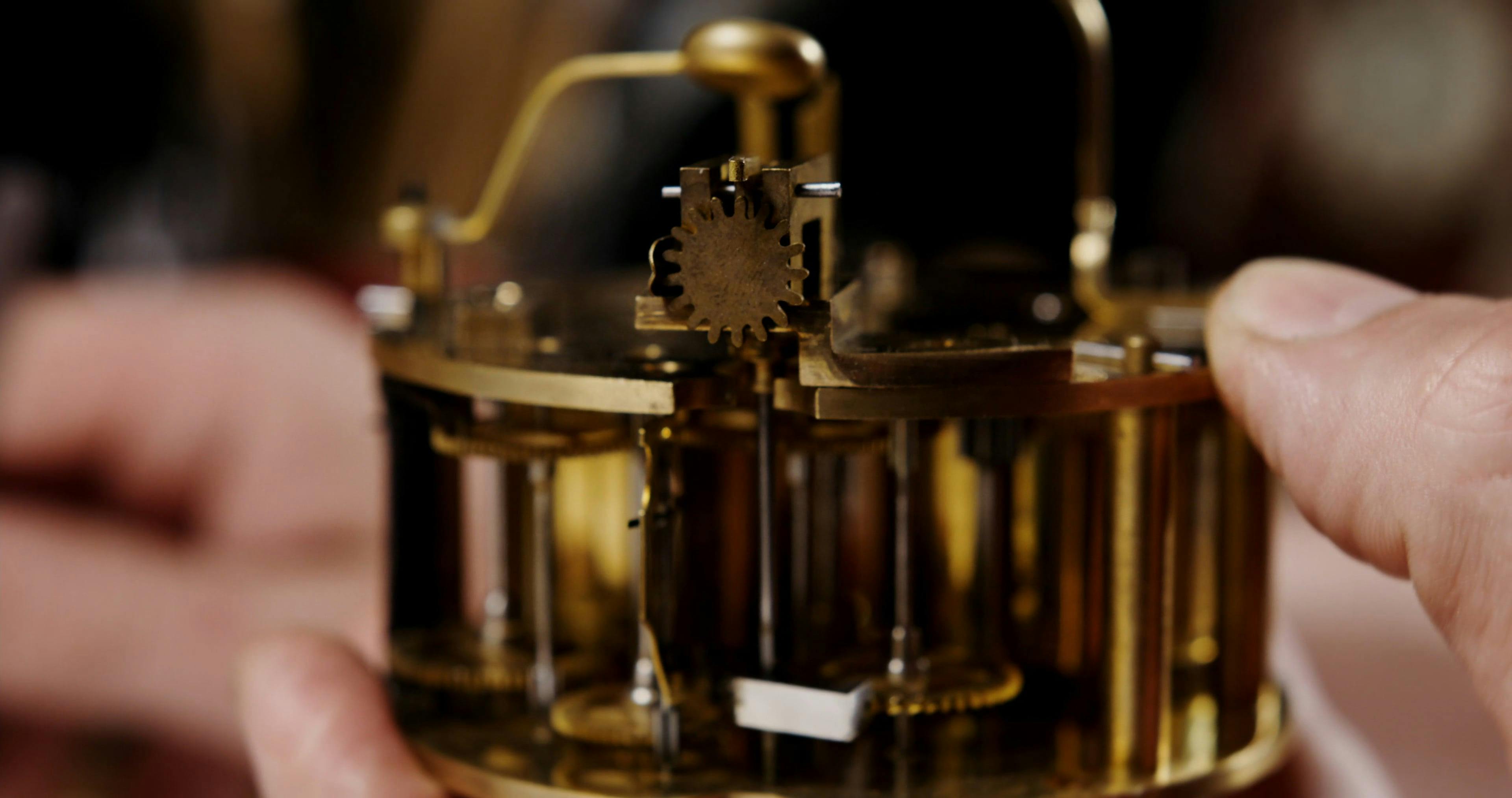 Close Up View of the Mechanical Parts of a Clock · Free Stock Video