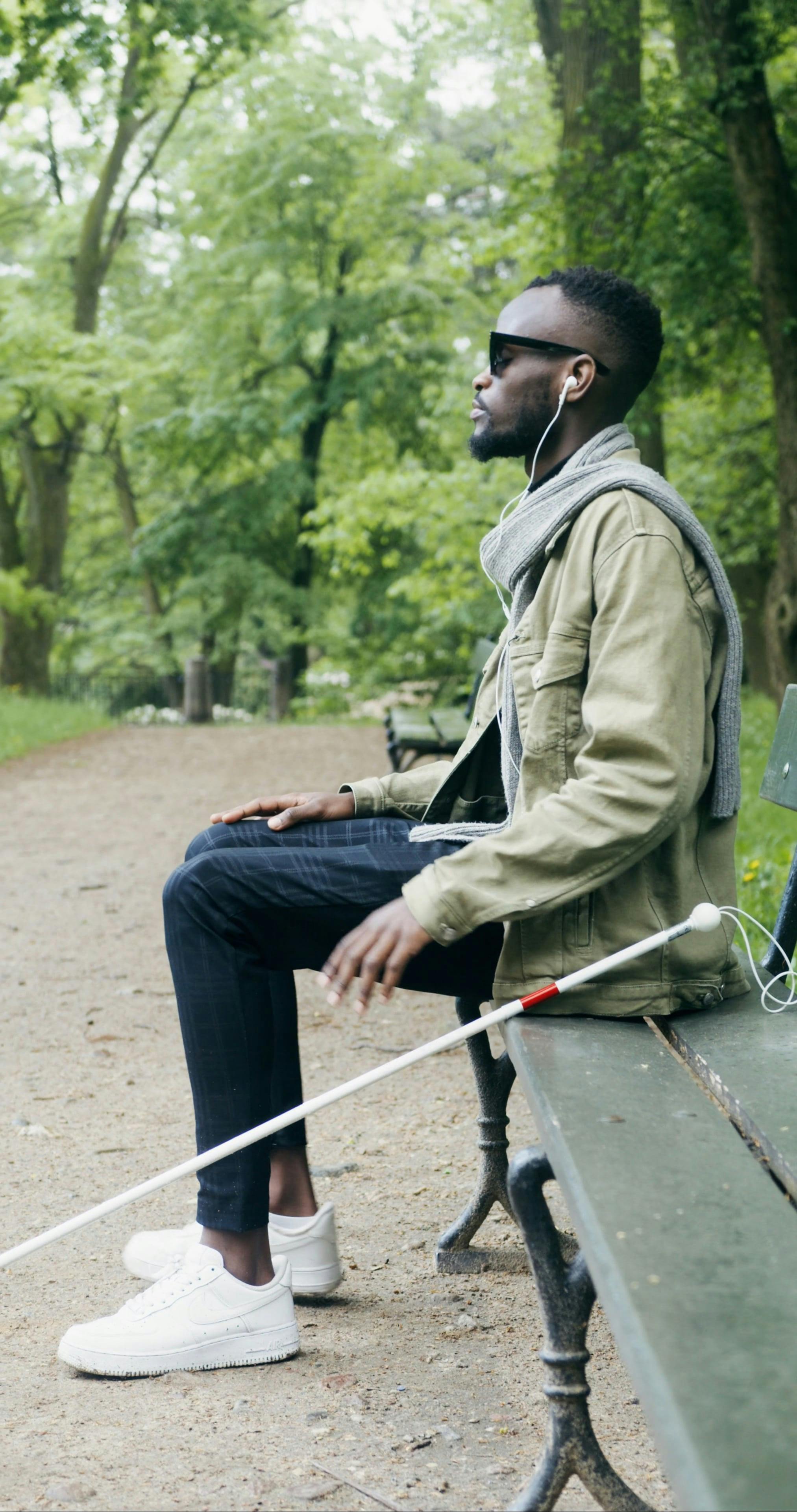 Man Using a Walking Stick · Free Stock Video