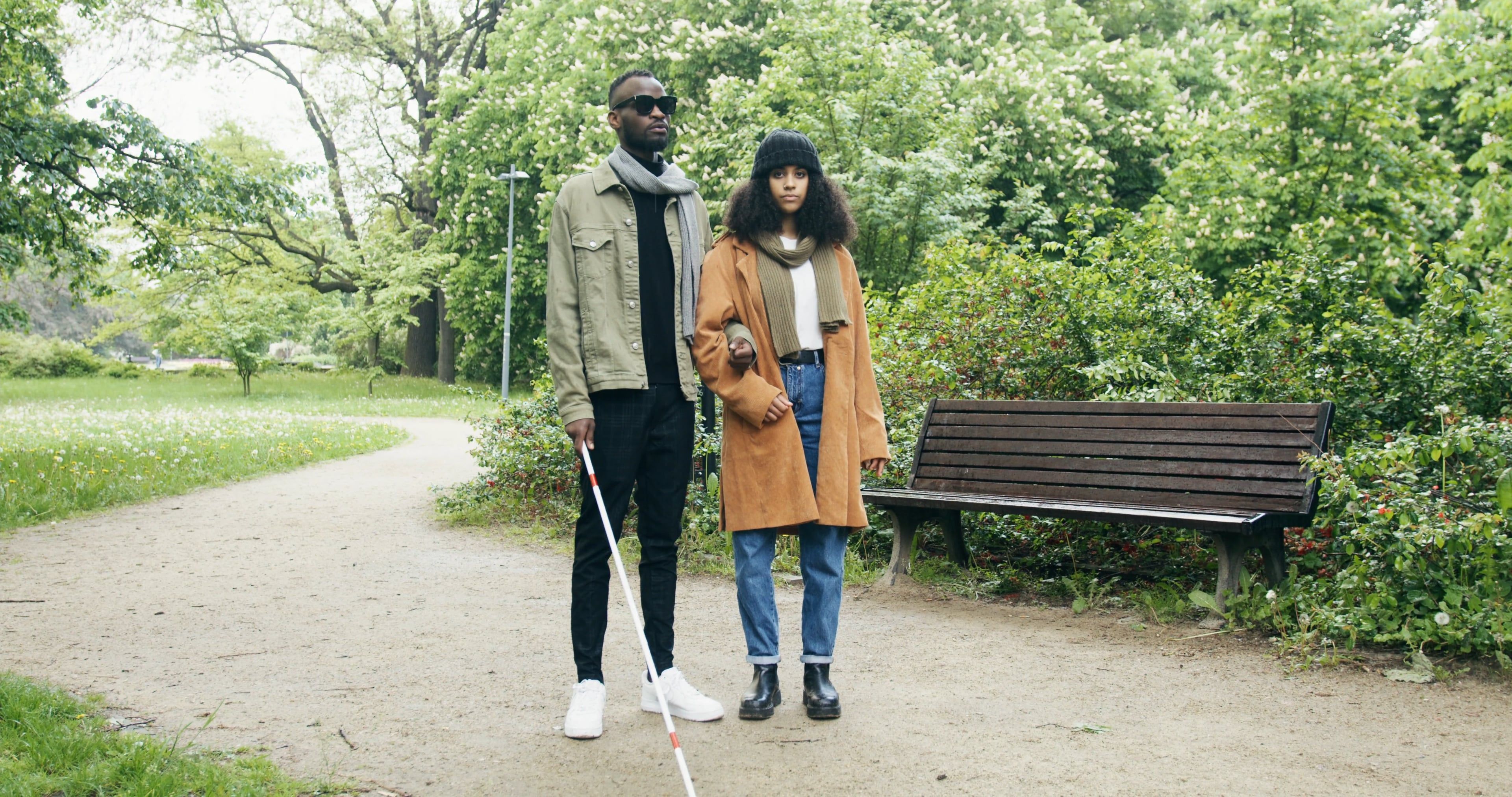 A Blind Man and Woman Standing Together Free Stock Video Footage ...