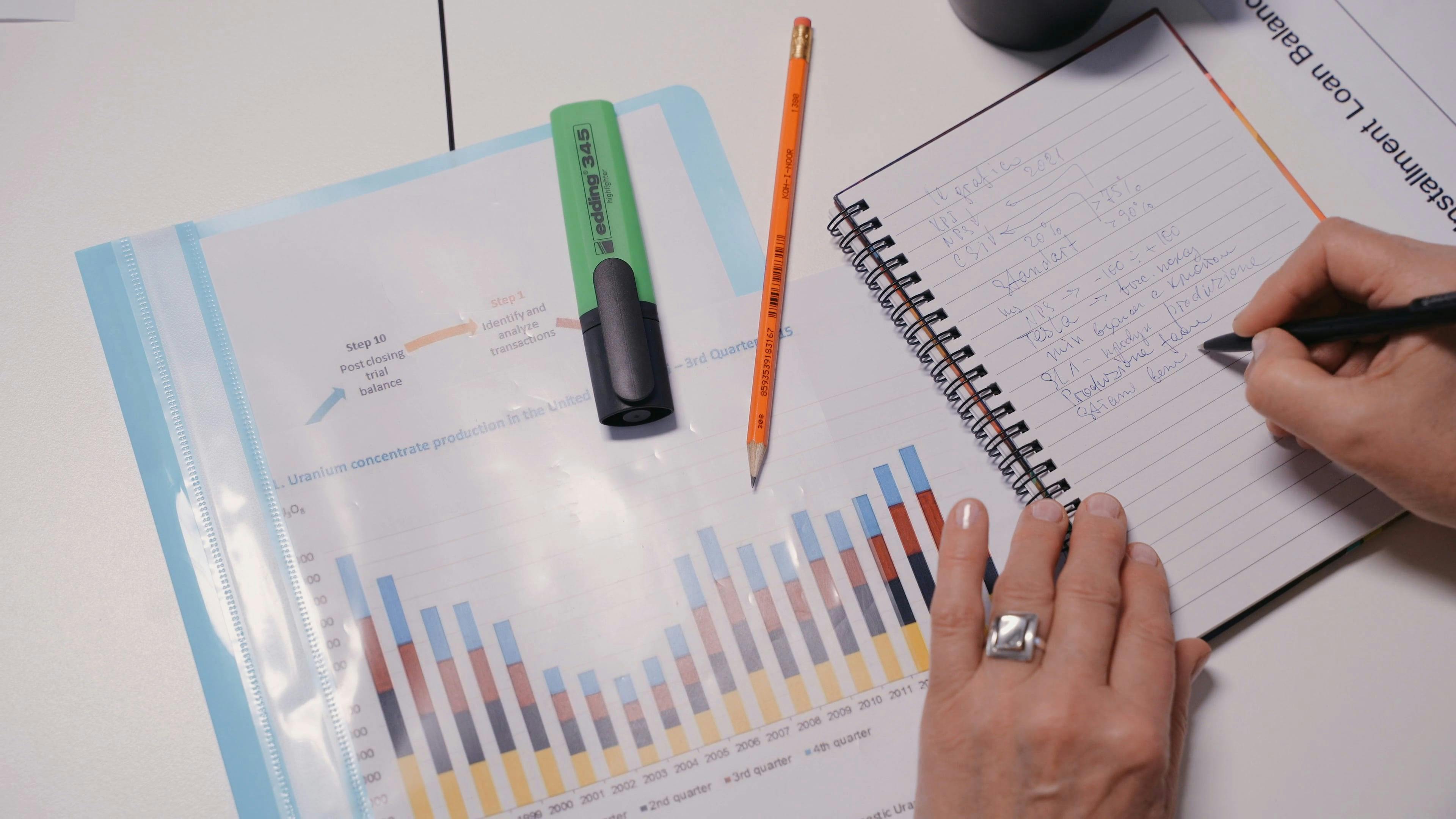 Person Taking Notes From a Chart · Free Stock Video