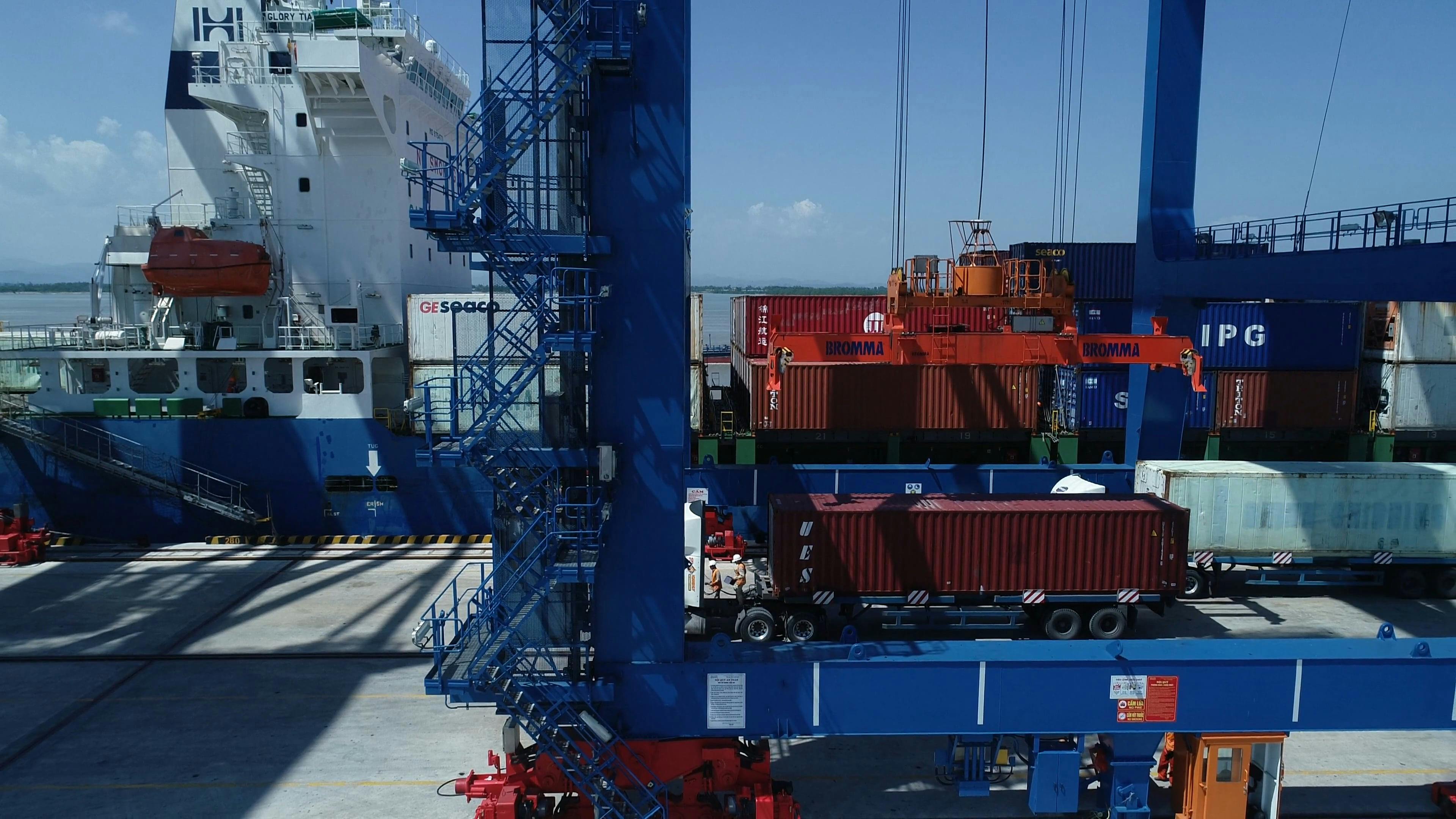 Aerial View of Container Freight Station Free Stock Video Footage ...