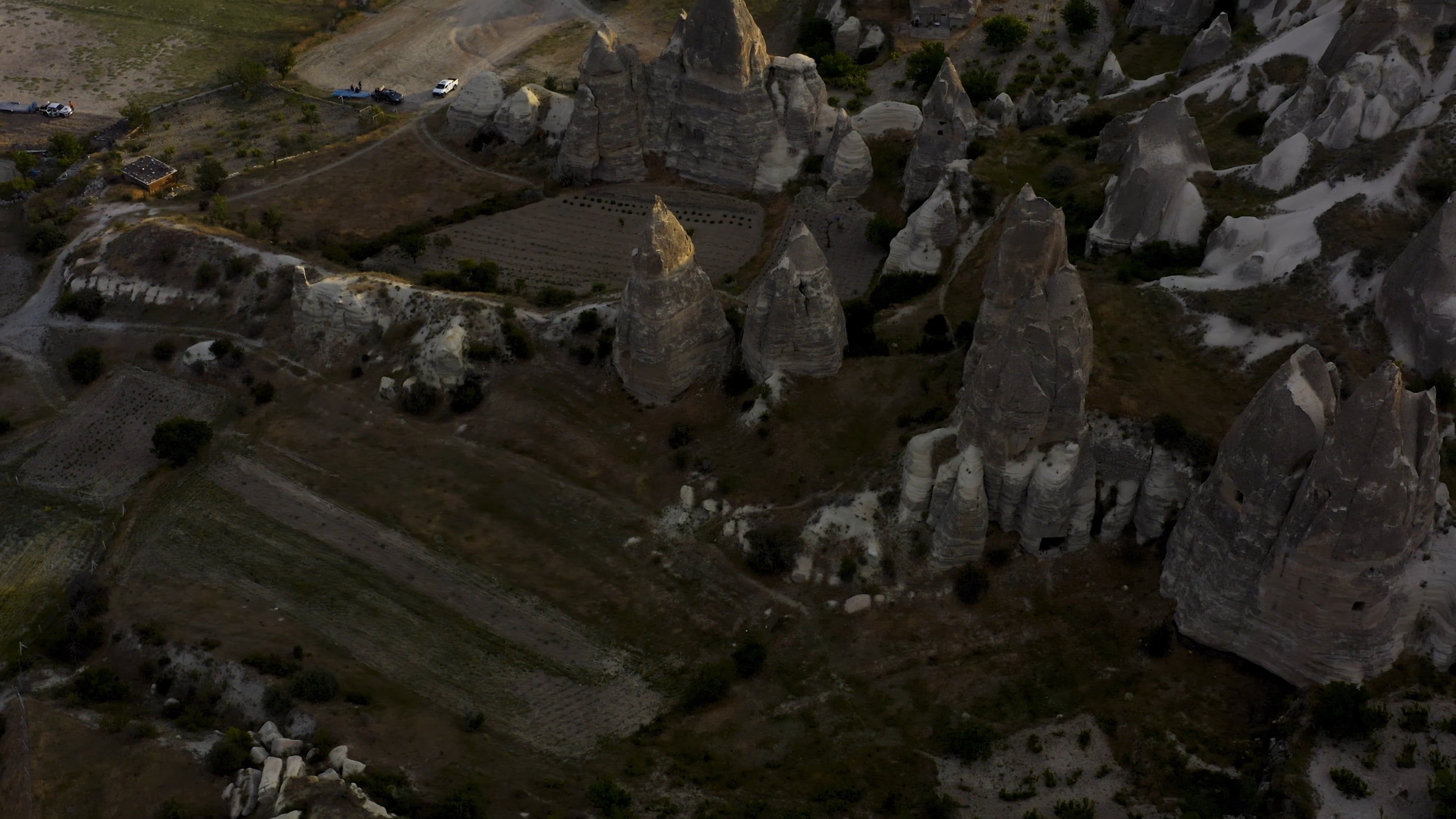 Aerial View of Floating Hot Air Balloons Above the Natural Rock ...
