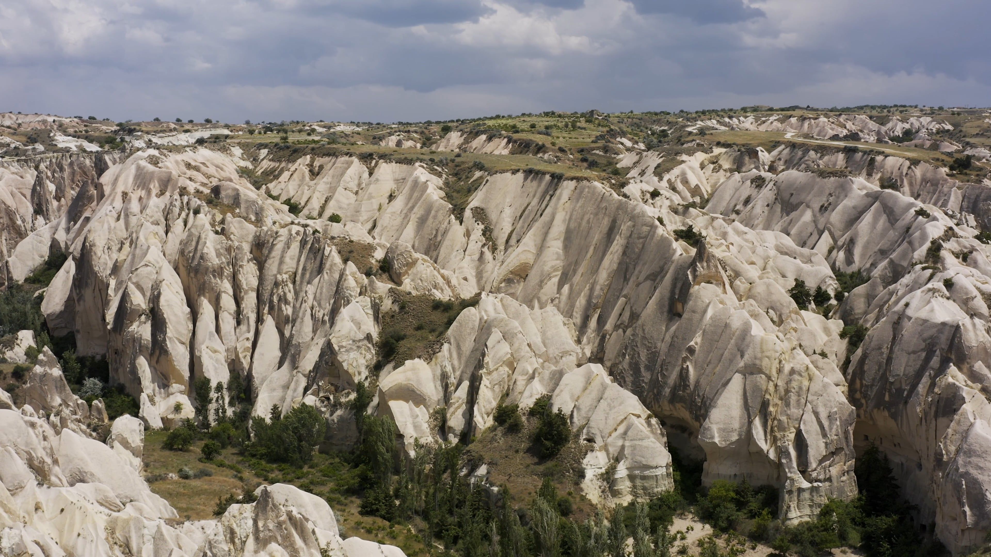 Aerial view of Cone Shaped Natural Rock Formations Free Stock Video ...