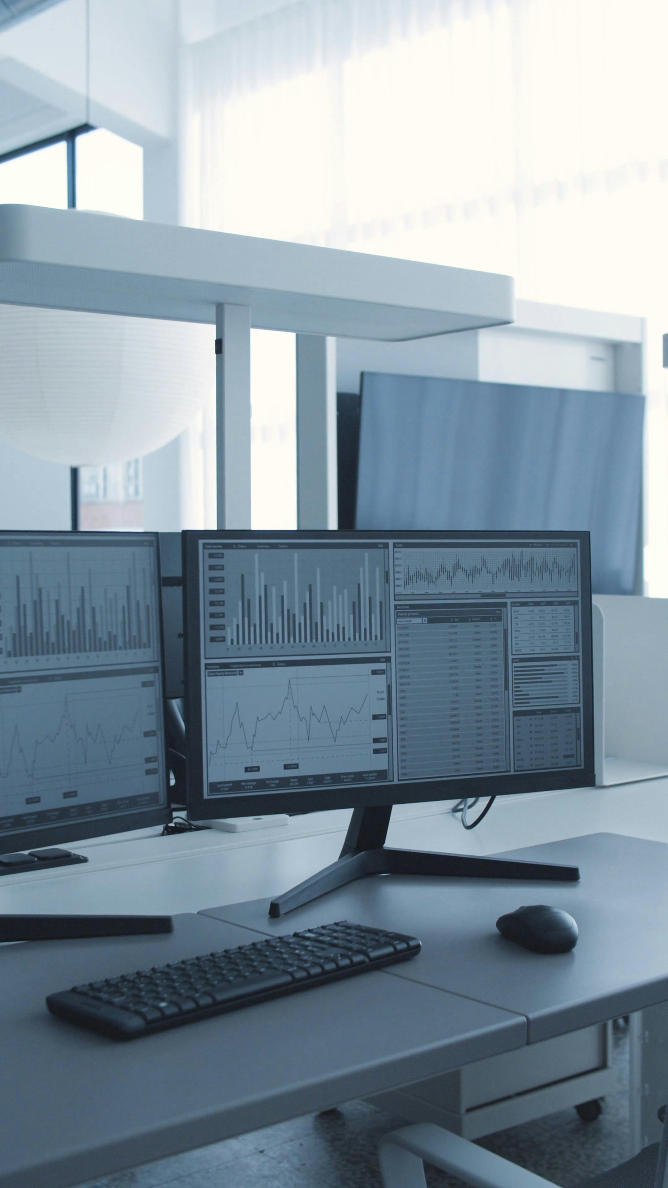 Dual Monitor Computer Set up · Free Stock Video