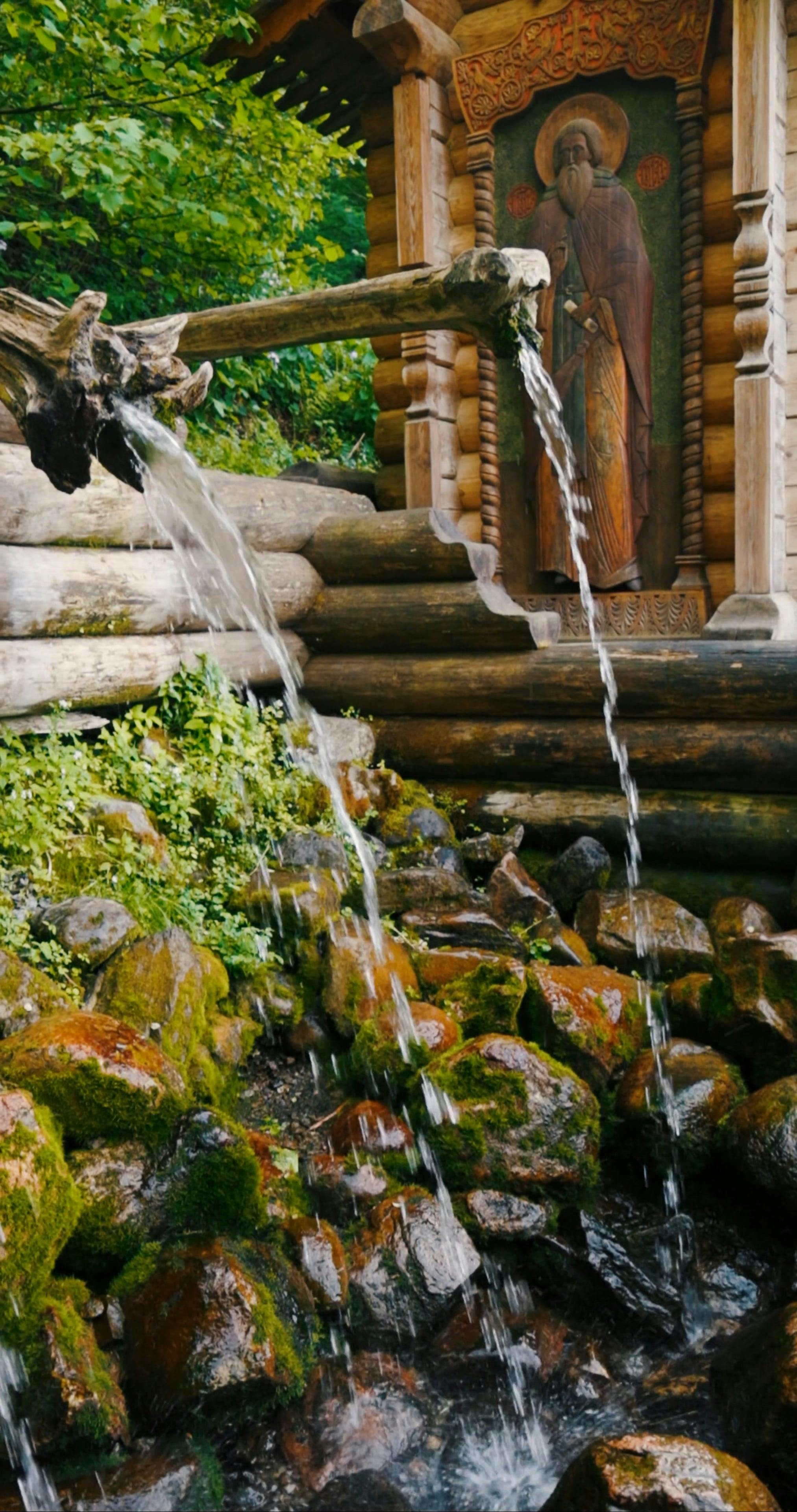 Holy Spring Water Flowing in a Monastery Free Stock Video Footage ...