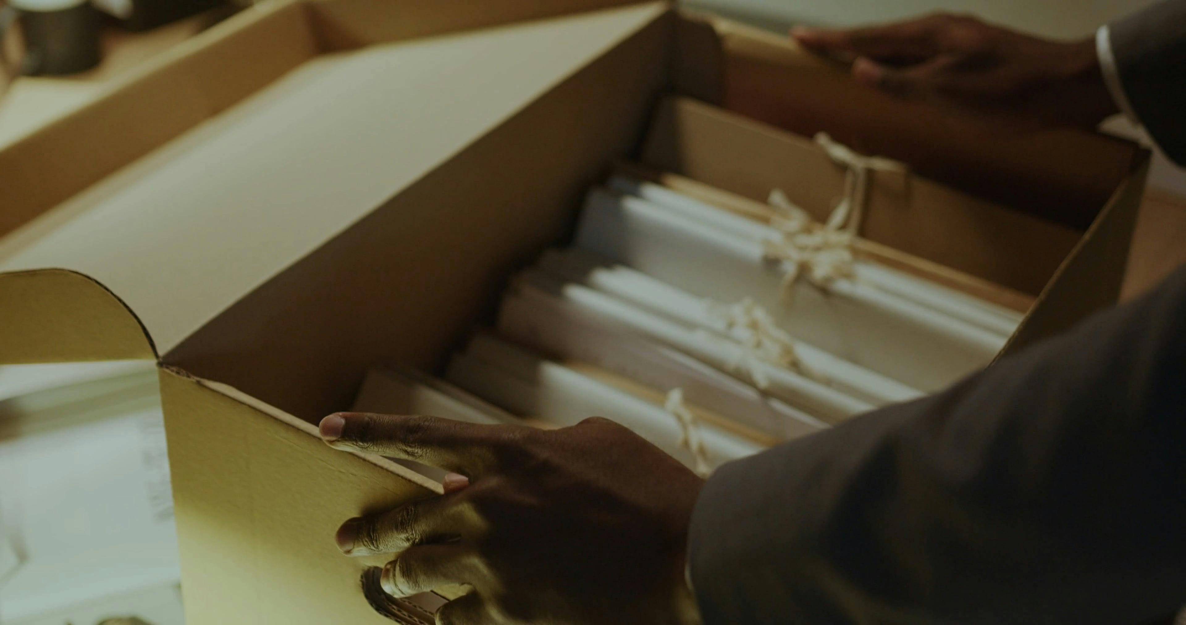 Person Looking at Files Inside a Cardboard Box · Free Stock Video