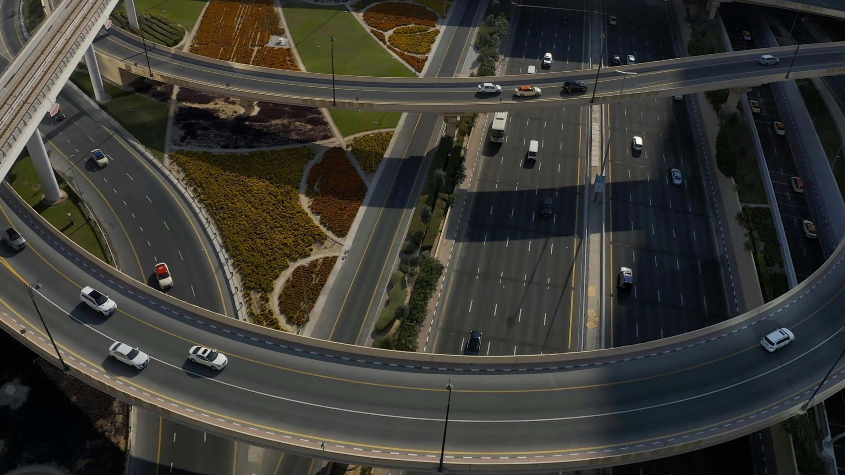 Drone Footage of a Road System in a City Free Stock Video Footage ...