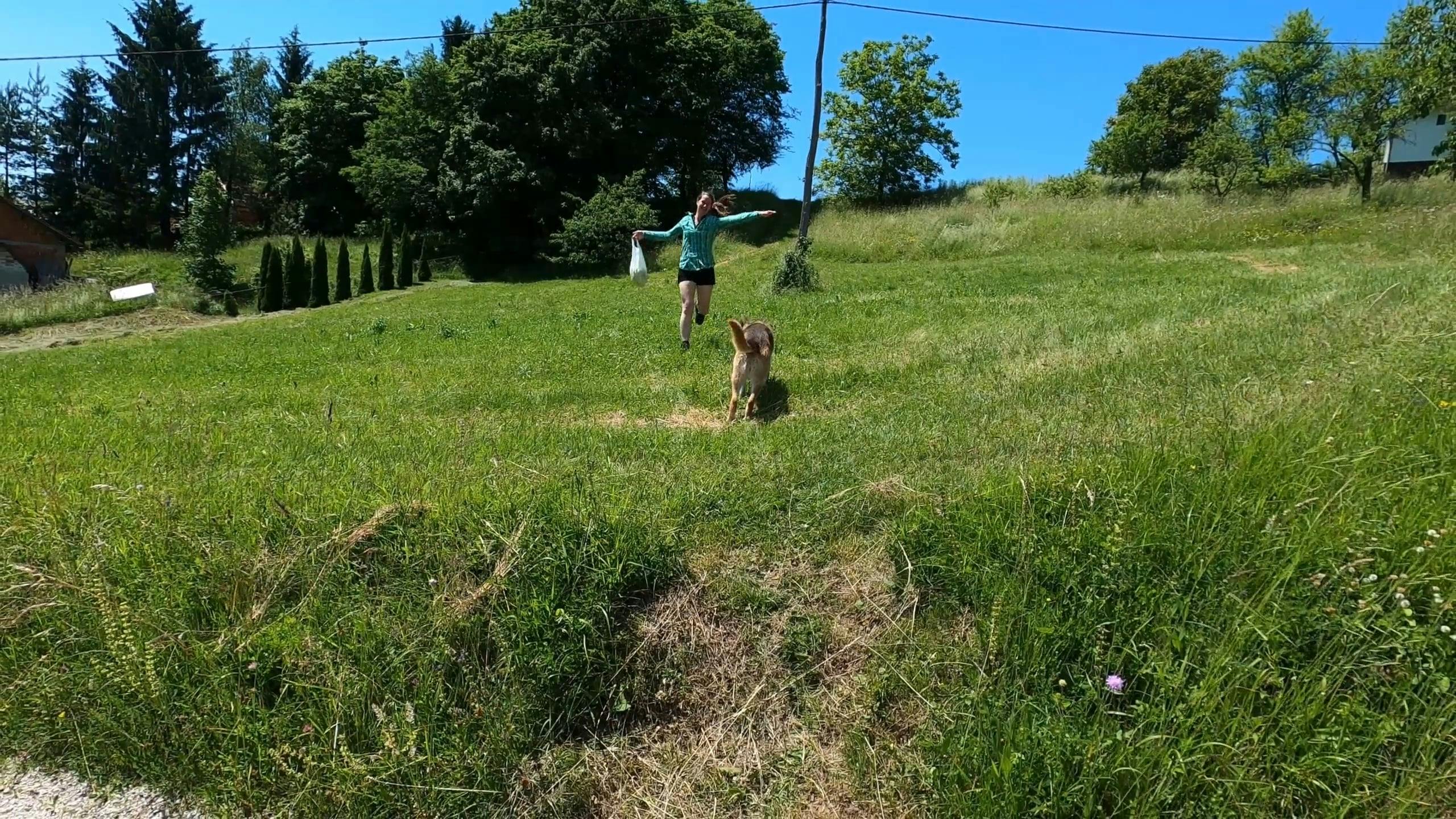 Footage Of A Woman Running In The Field Full Of Flowers Free Stock ...