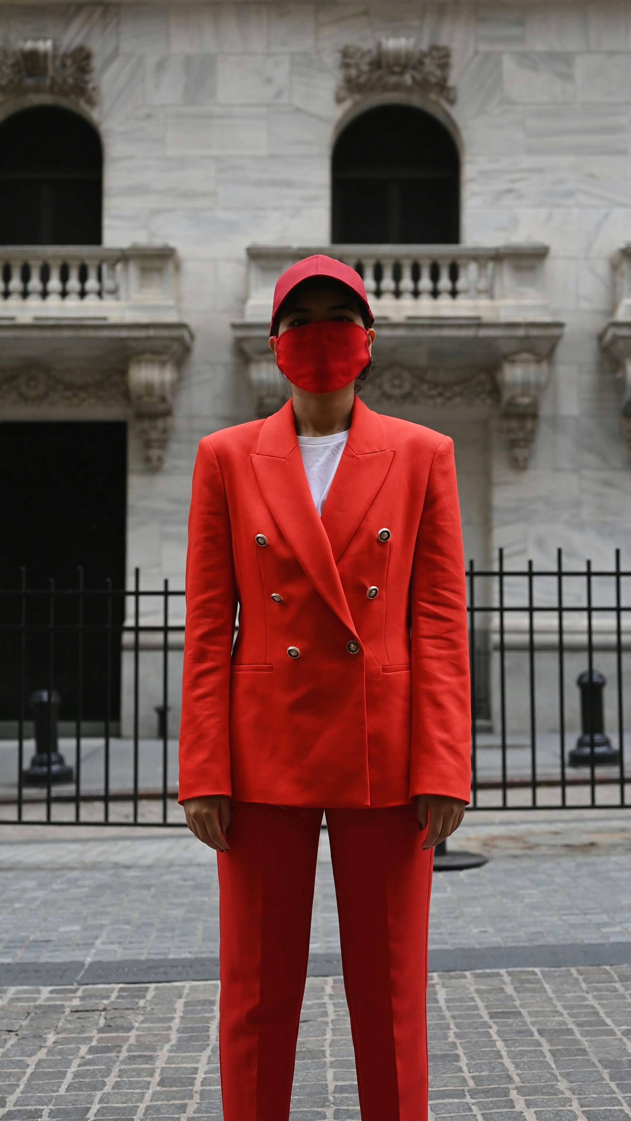 Woman Wearing Red Clothes Standing Free Stock Video Footage, Royalty ...