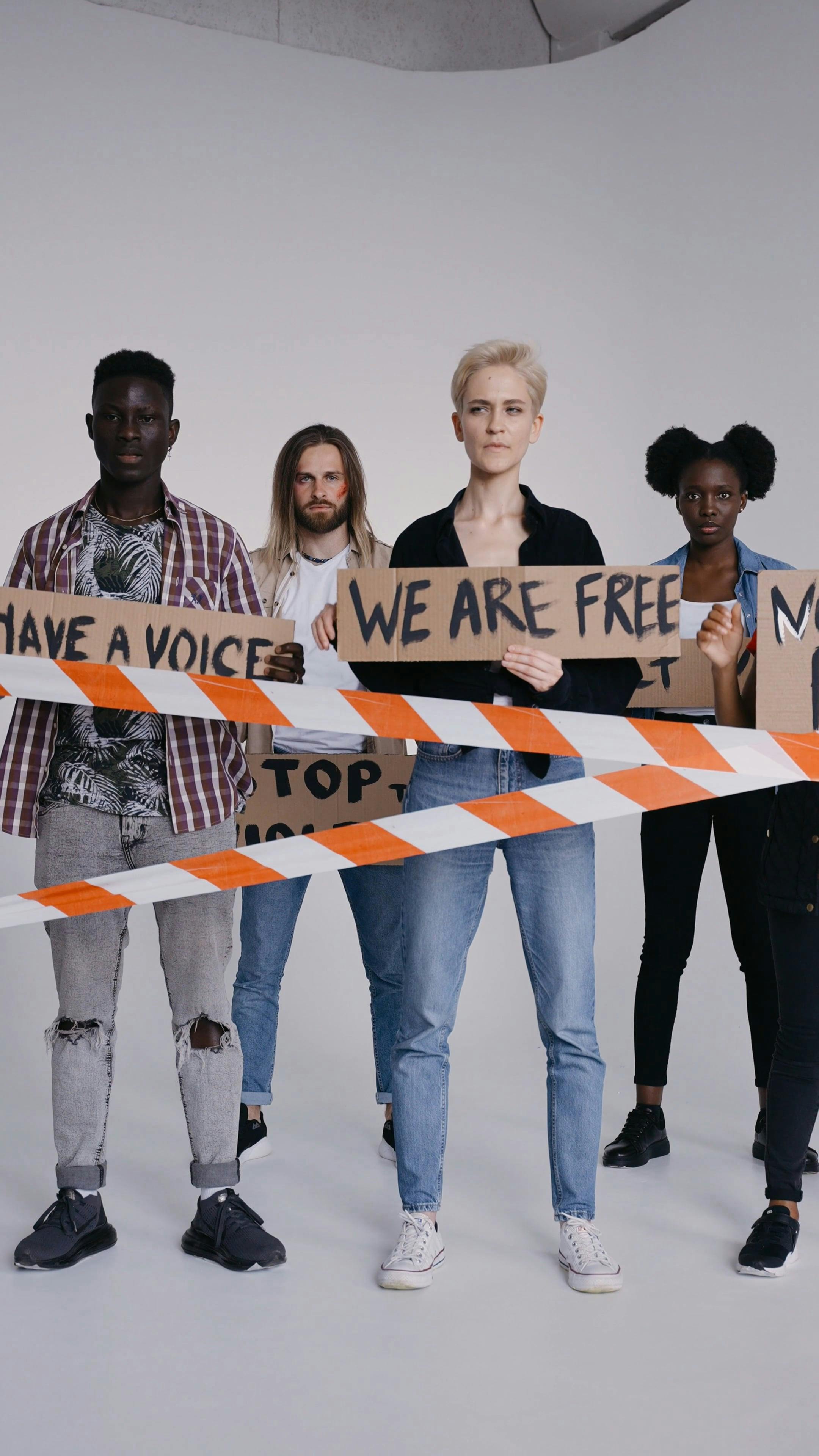 Protesters Yelling All Together while Raising Their Placards Free Stock ...