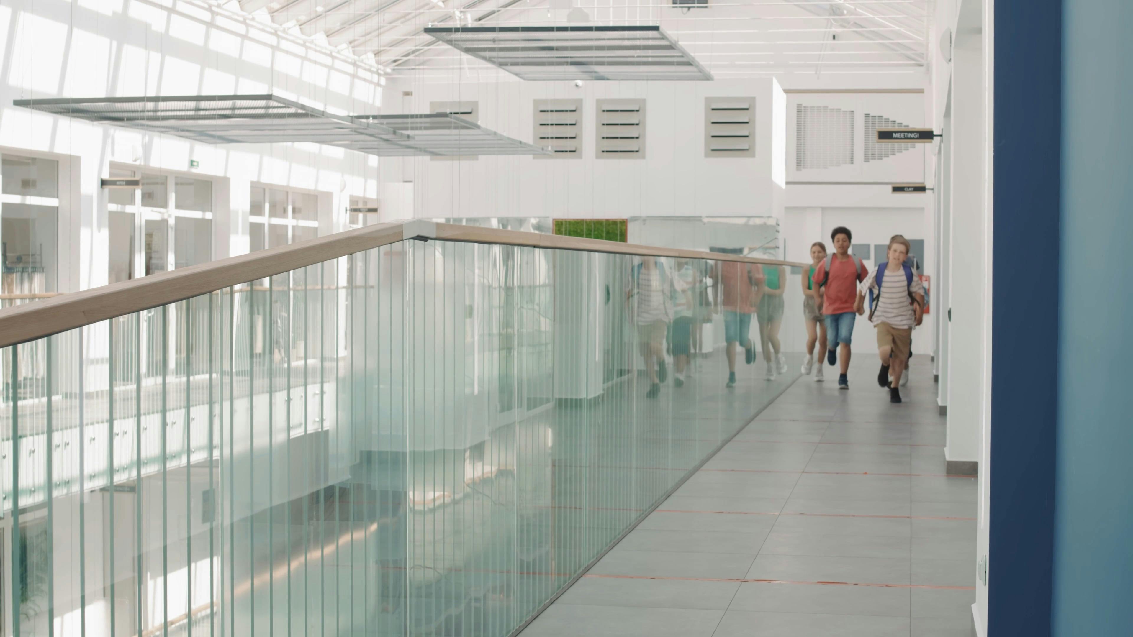 Students Running in the Corridor · Free Stock Video