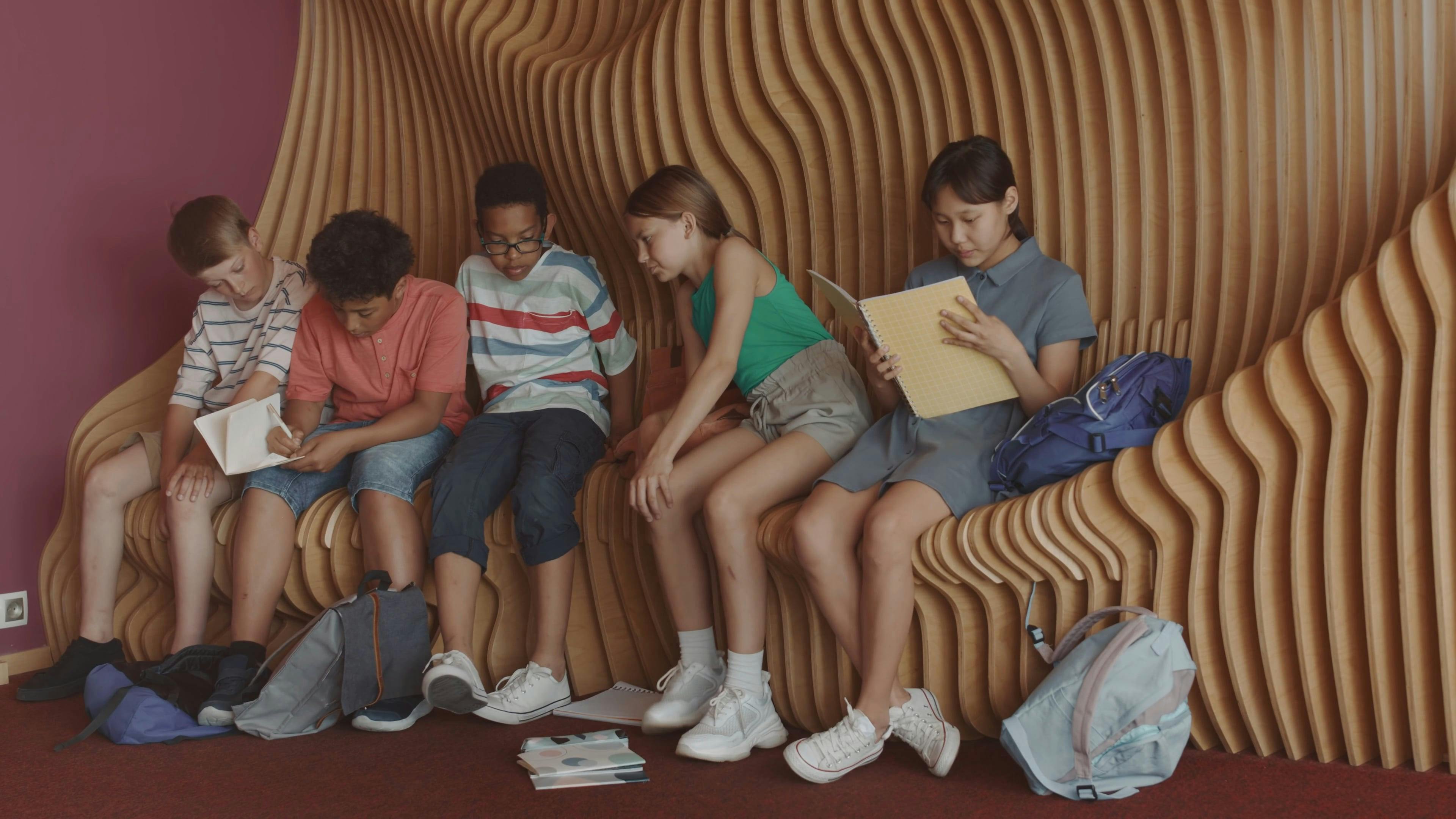 Kids Sitting In A Wooden Chair · Free Stock Video