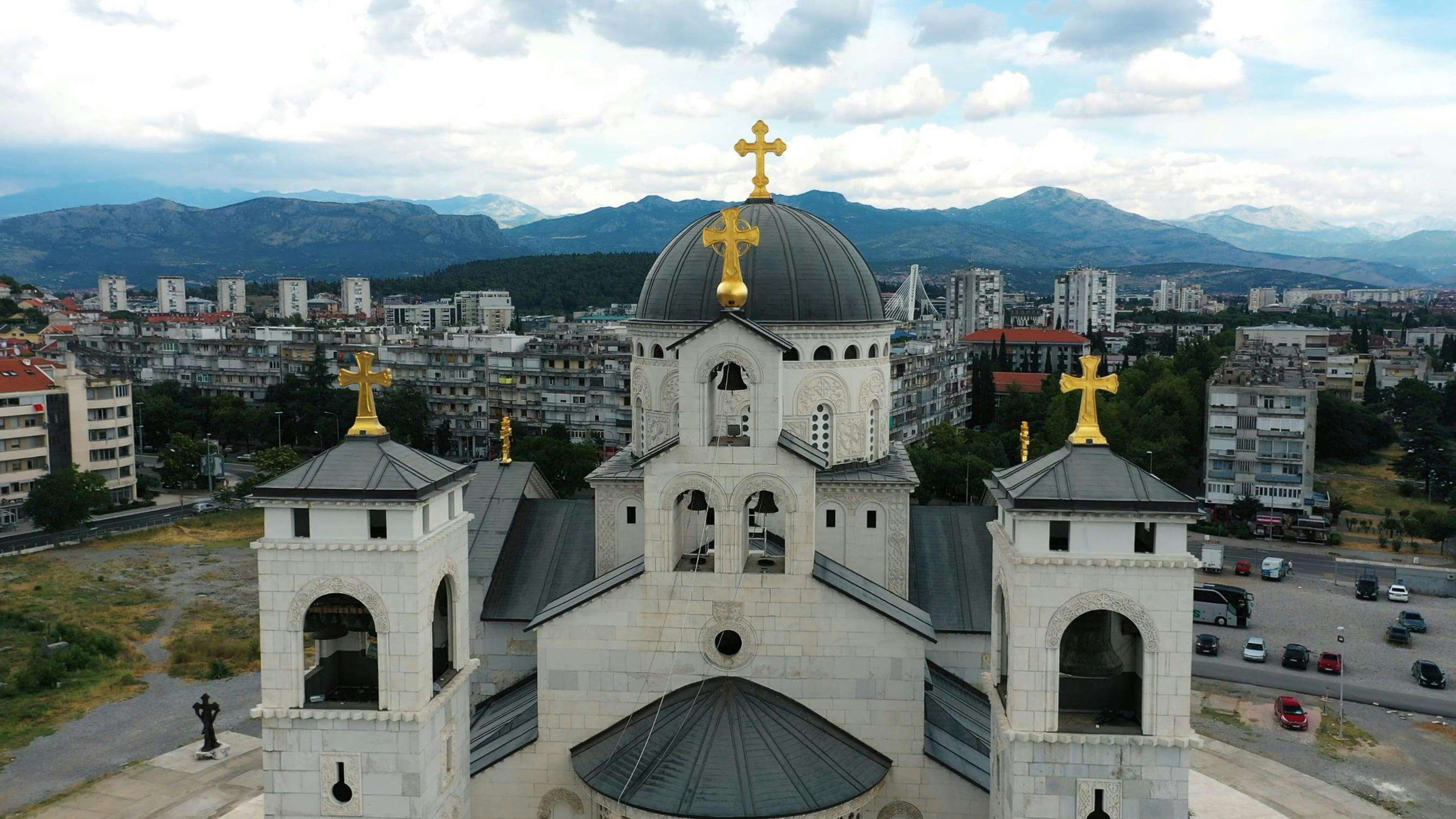 Drone Footage of a Cathedral in Podgorica Free Stock Video Footage ...