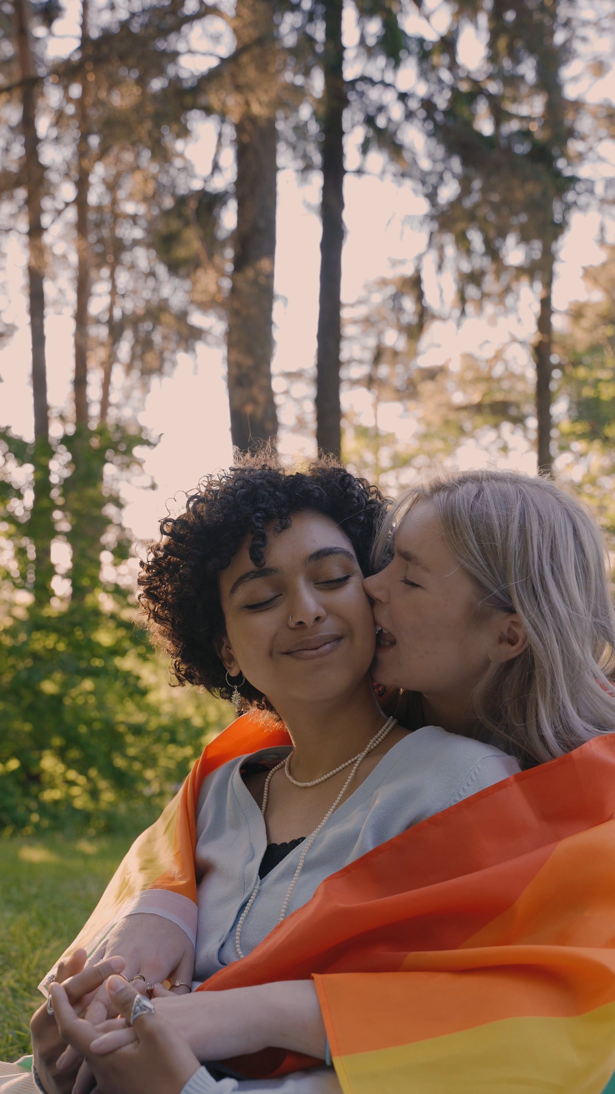Woman Kissing Another Woman On Her Face Free Stock Video Footage ...