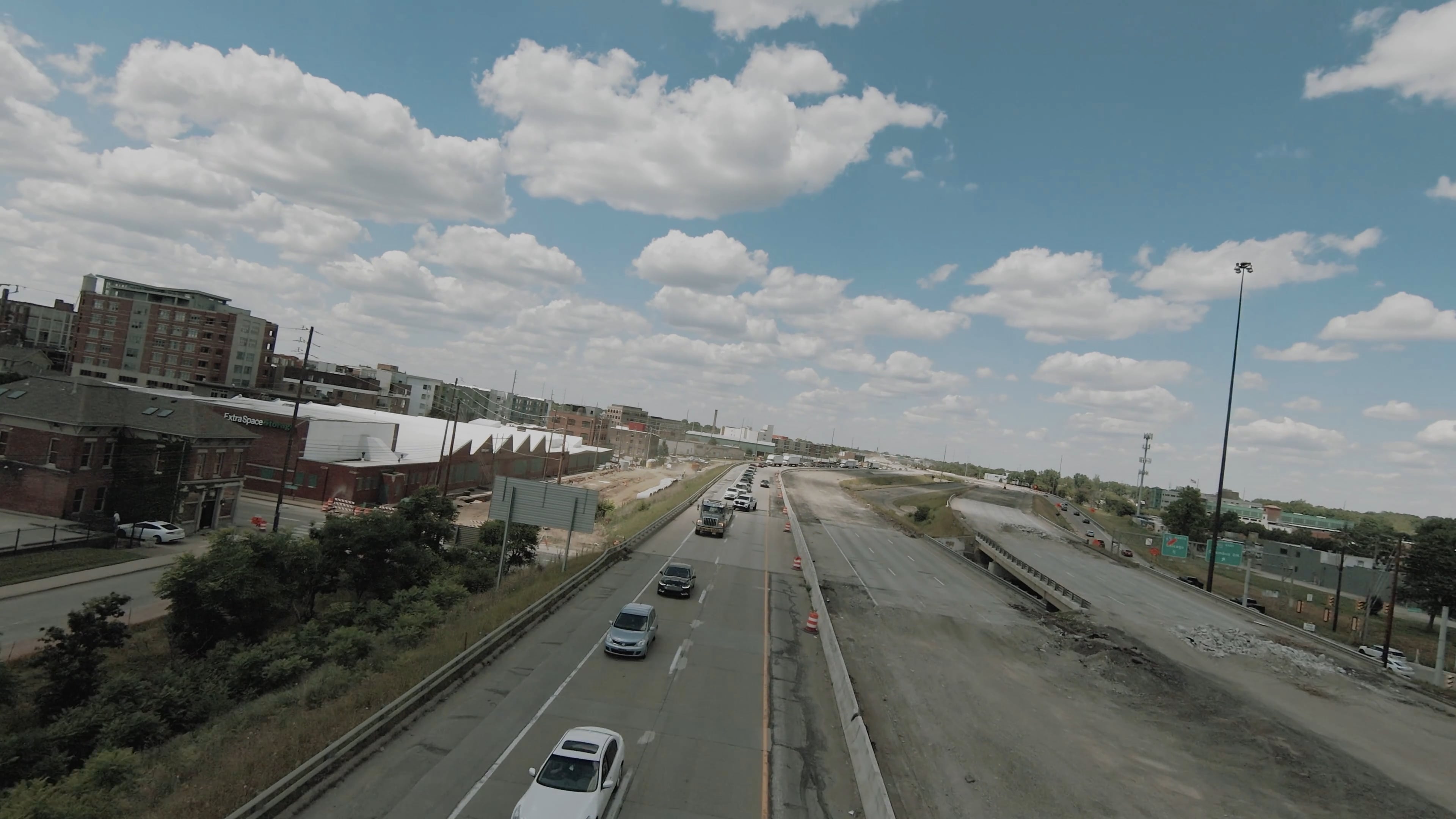 Drone Footage of a Highway in an Urban Area Free Stock Video Footage ...