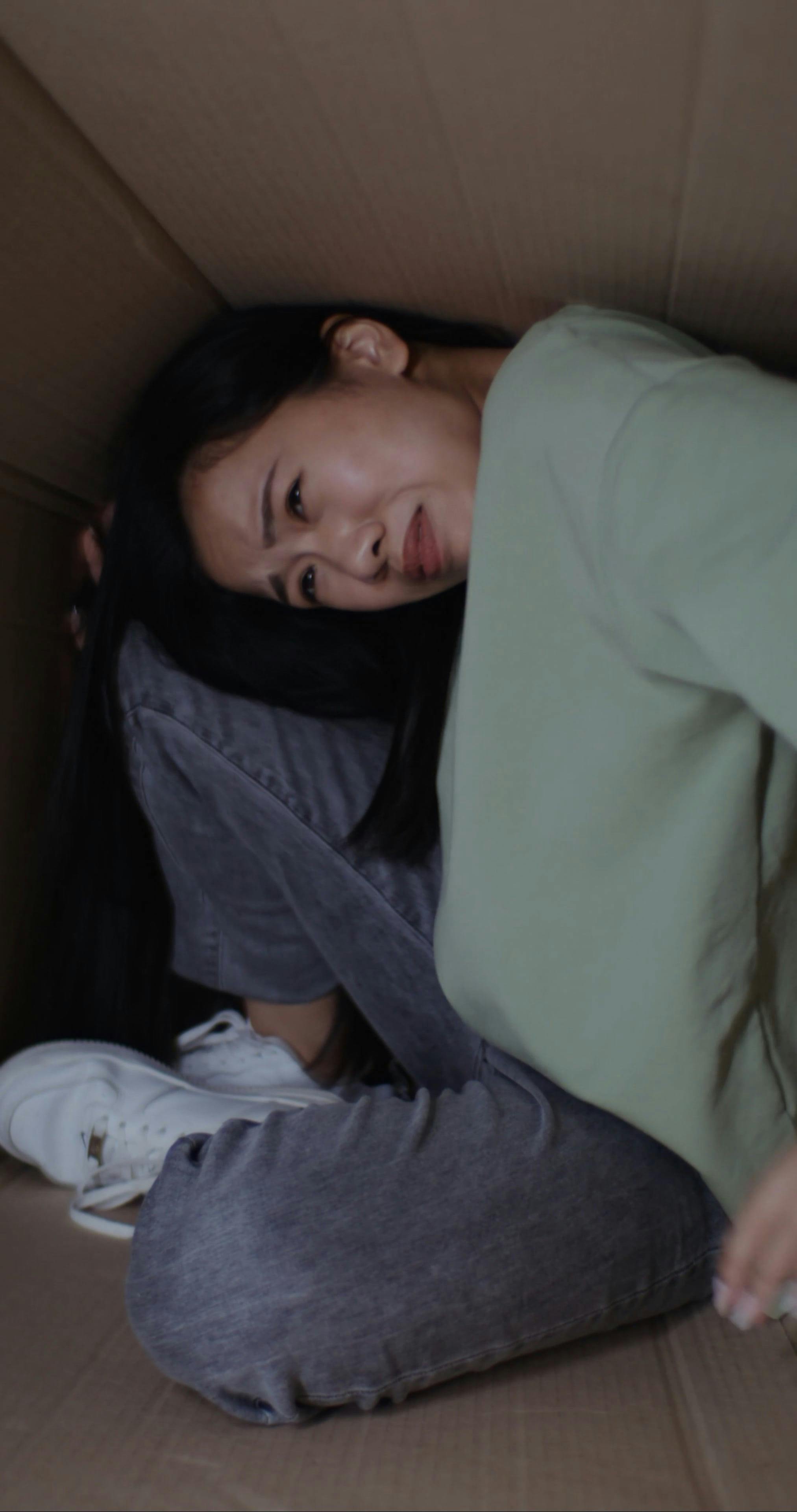 Scared Woman Trapped In A Box · Free Stock Video