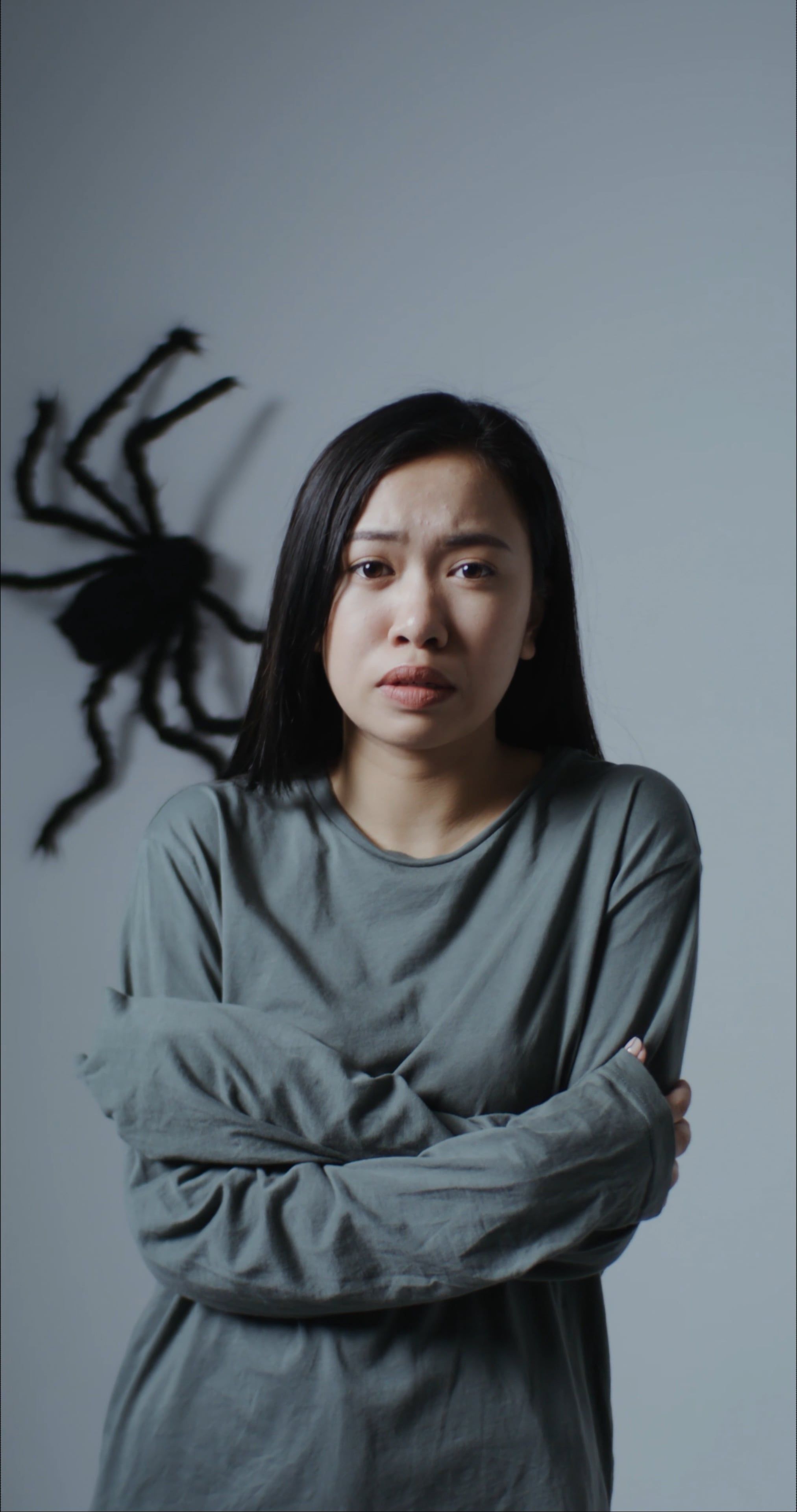 Woman Scared By A Black Giant Spider Free Stock Video Footage, Royalty ...