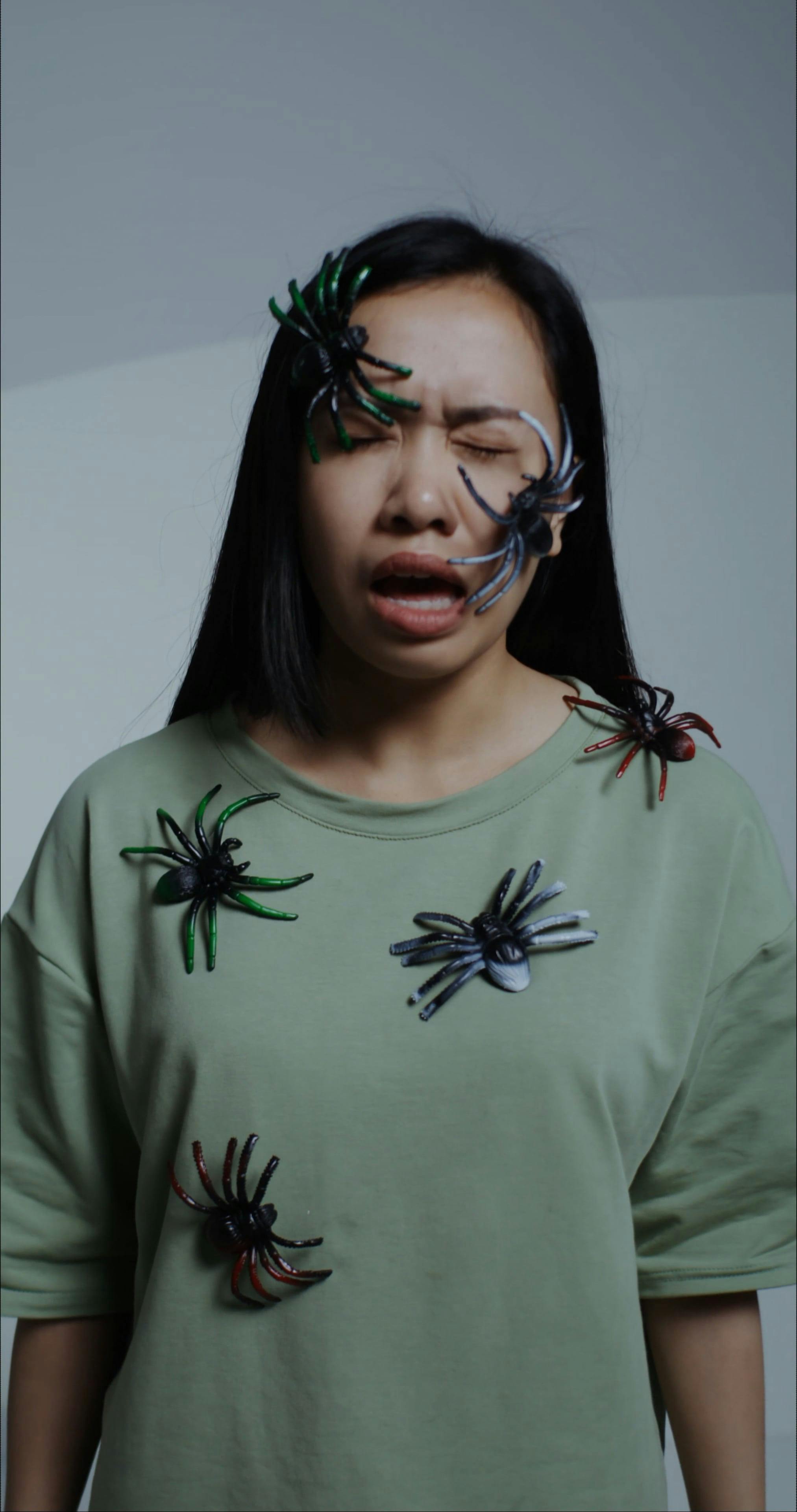 Woman Yelling On Fear Of Spiders Free Stock Video Footage, Royalty-Free ...