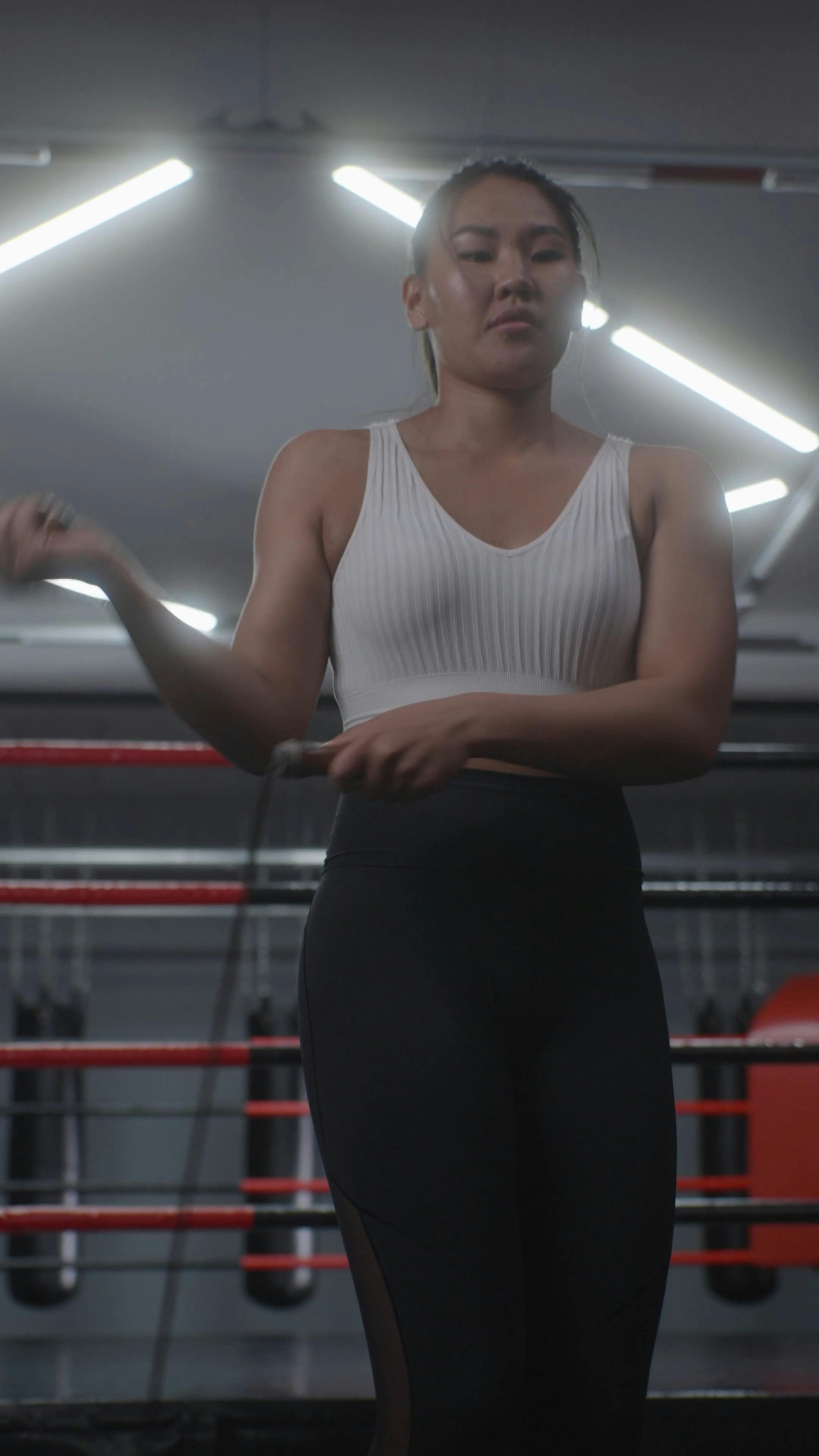 Woman Doing Jump Rope at the Boxing Gym · Free Stock Video