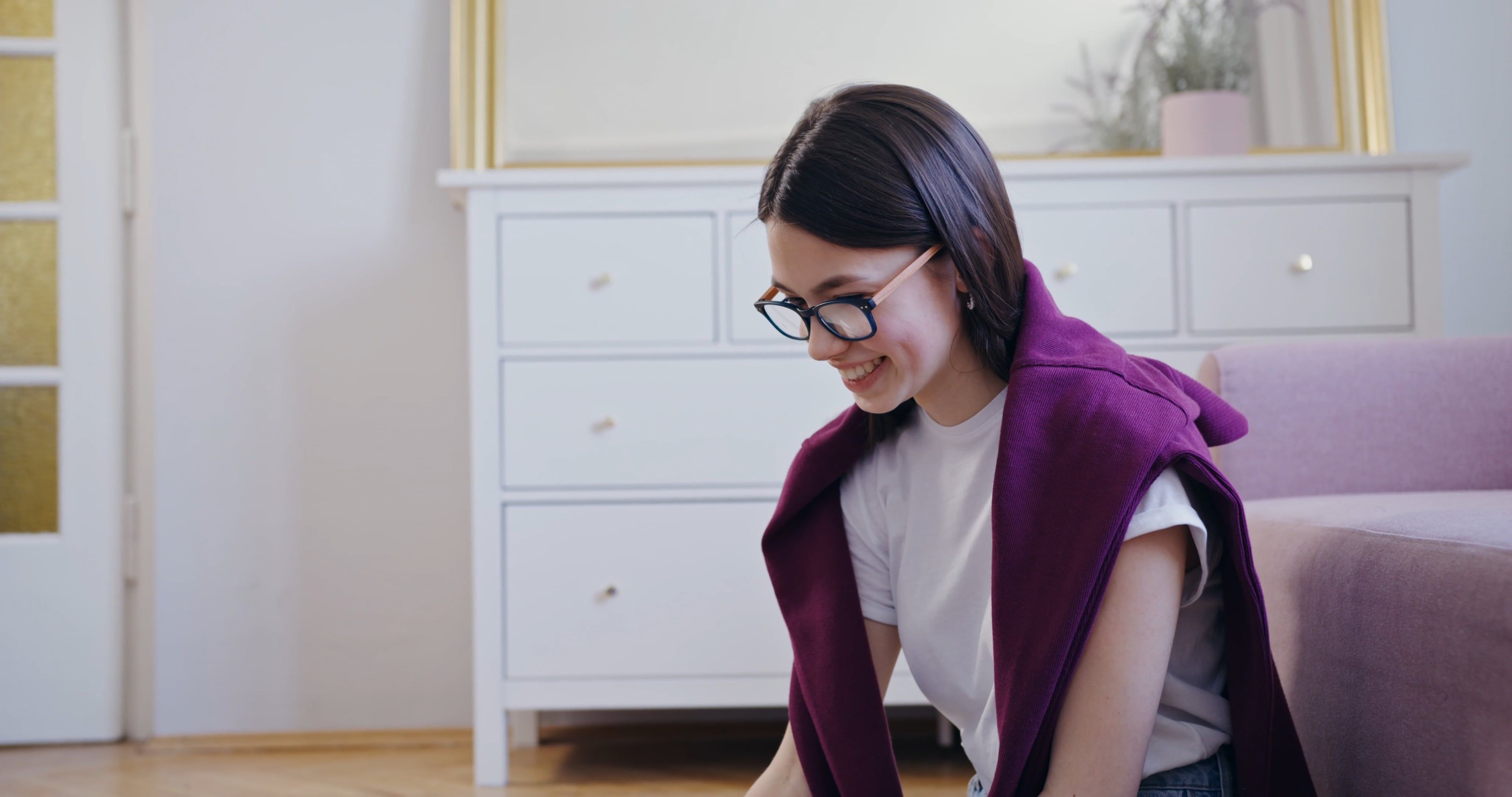 A Teenage Girl Talking While Sitting On The Floor Free Stock Video 9809