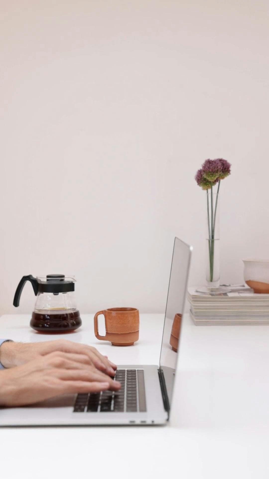 A Person Typing on Laptop while Pouring Coffee Free Stock Video Footage ...