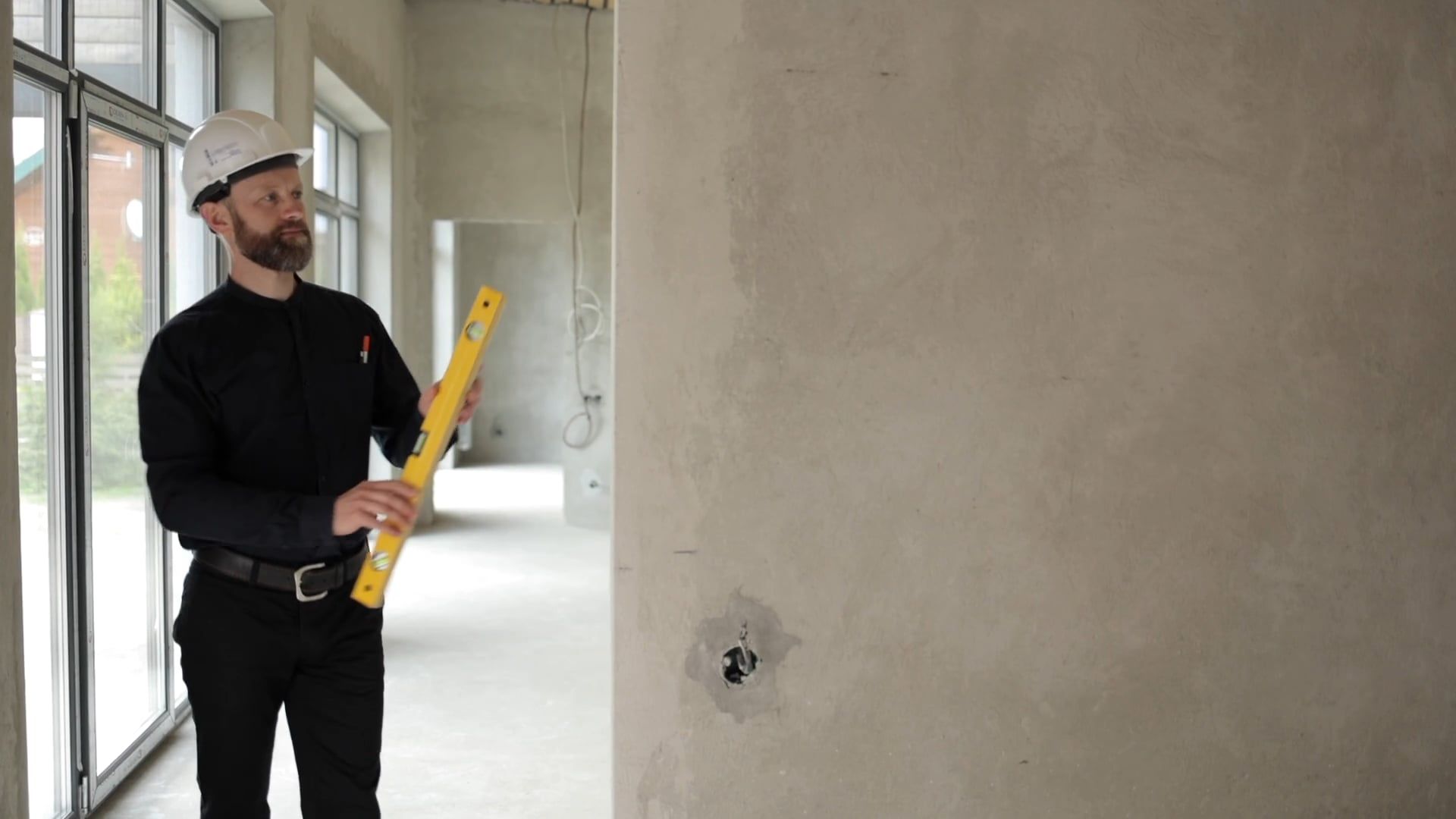Engineer Measuring the Spirit Level of the Wall Free Stock Video ...