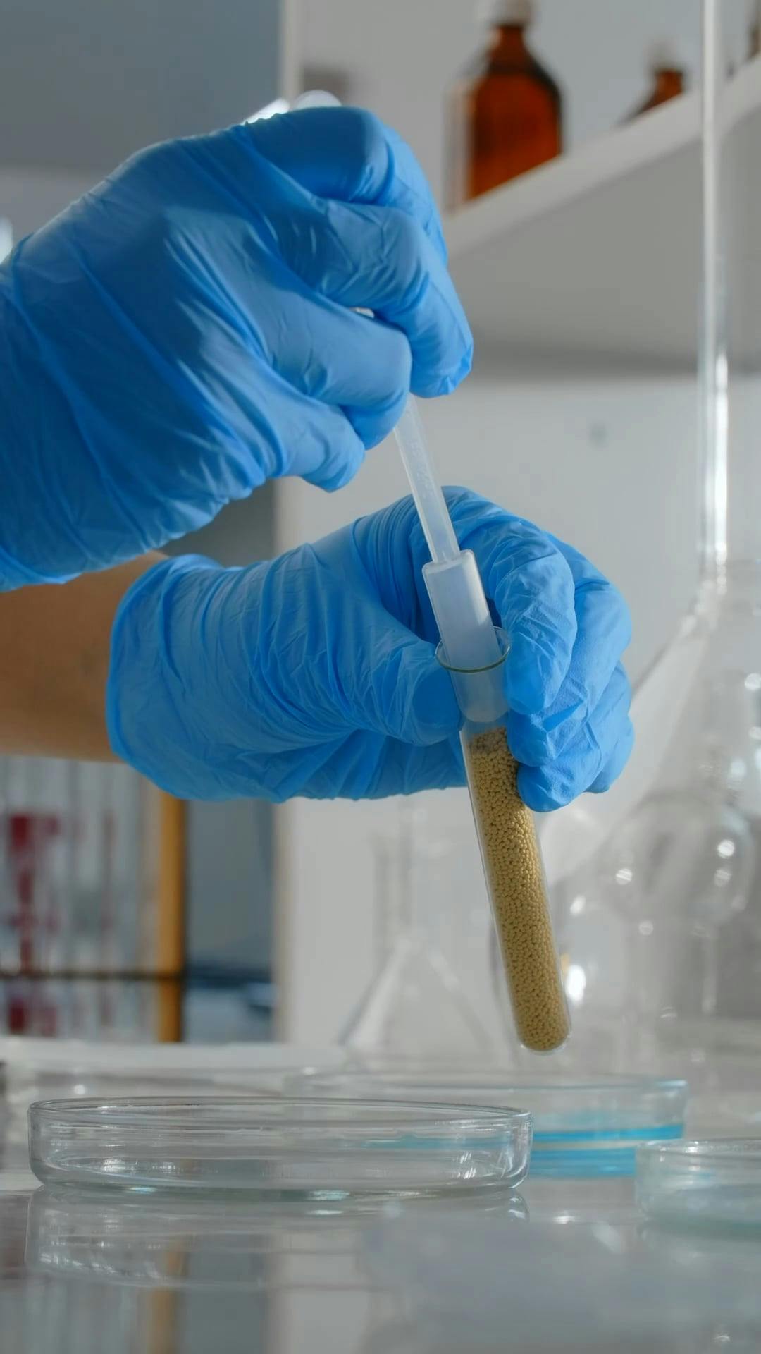 A Person Experimenting in the Laboratory · Free Stock Video