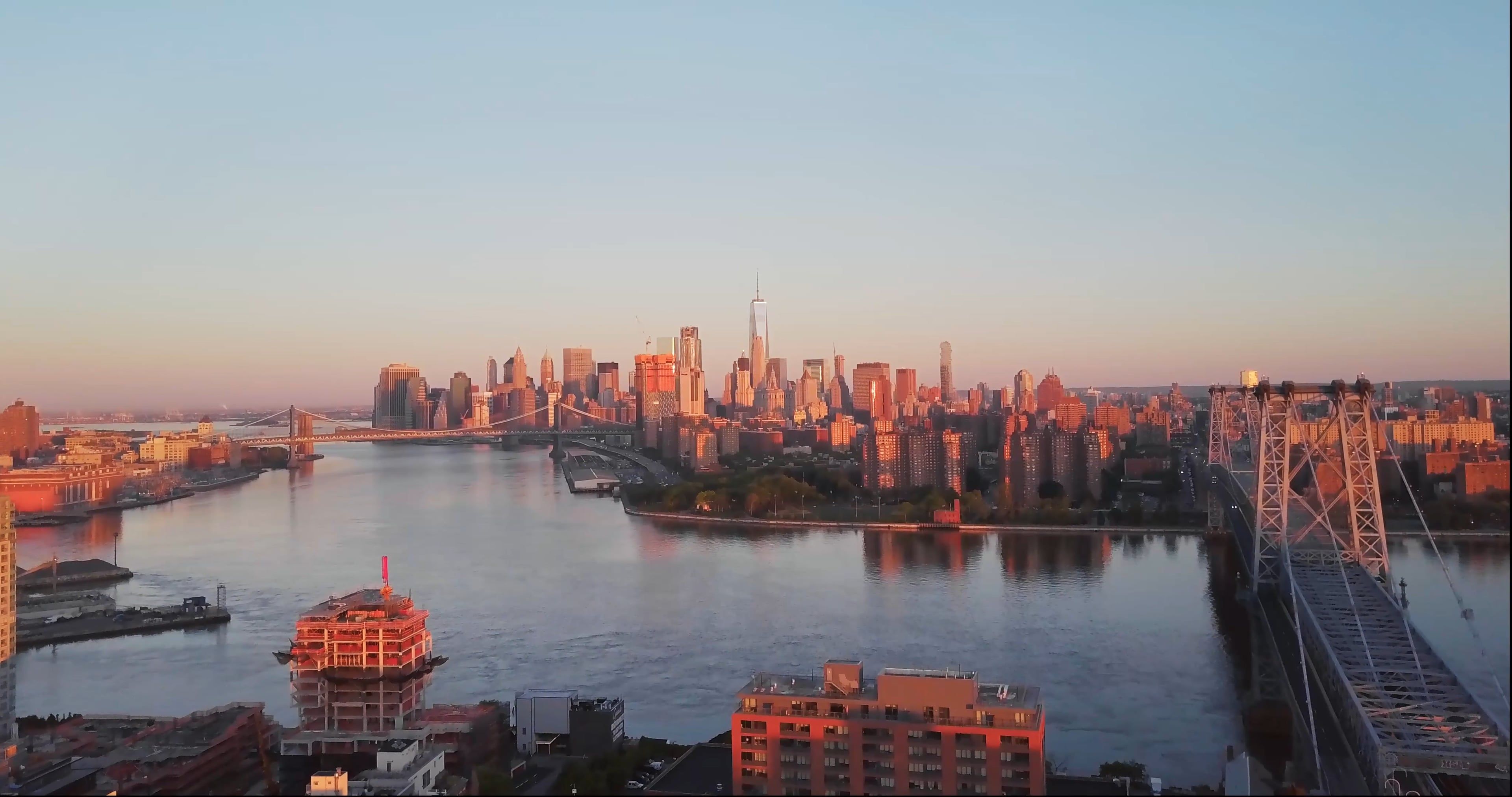 Drone Footage of the East River in New York City · Free Stock Video