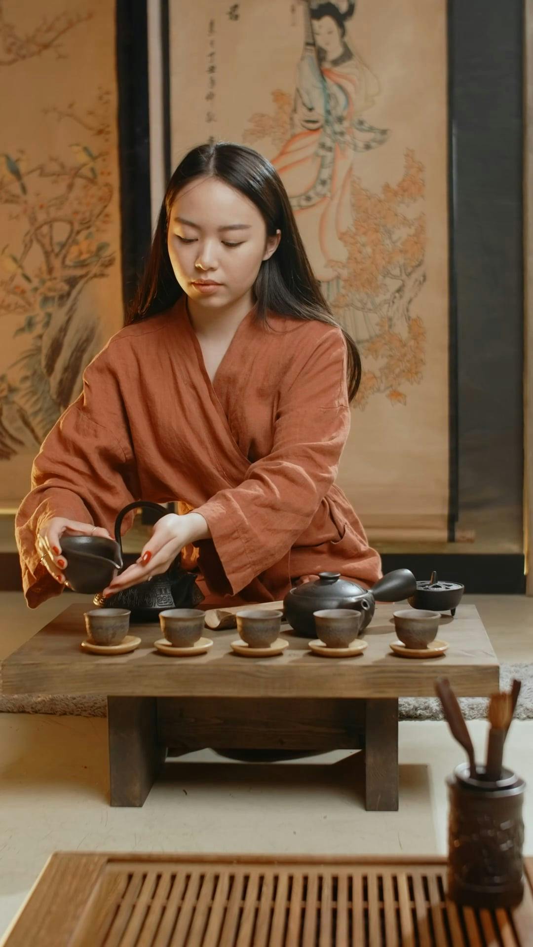 Woman Pouring Tea on Teacups Free Stock Video Footage, Royalty-Free 4K ...