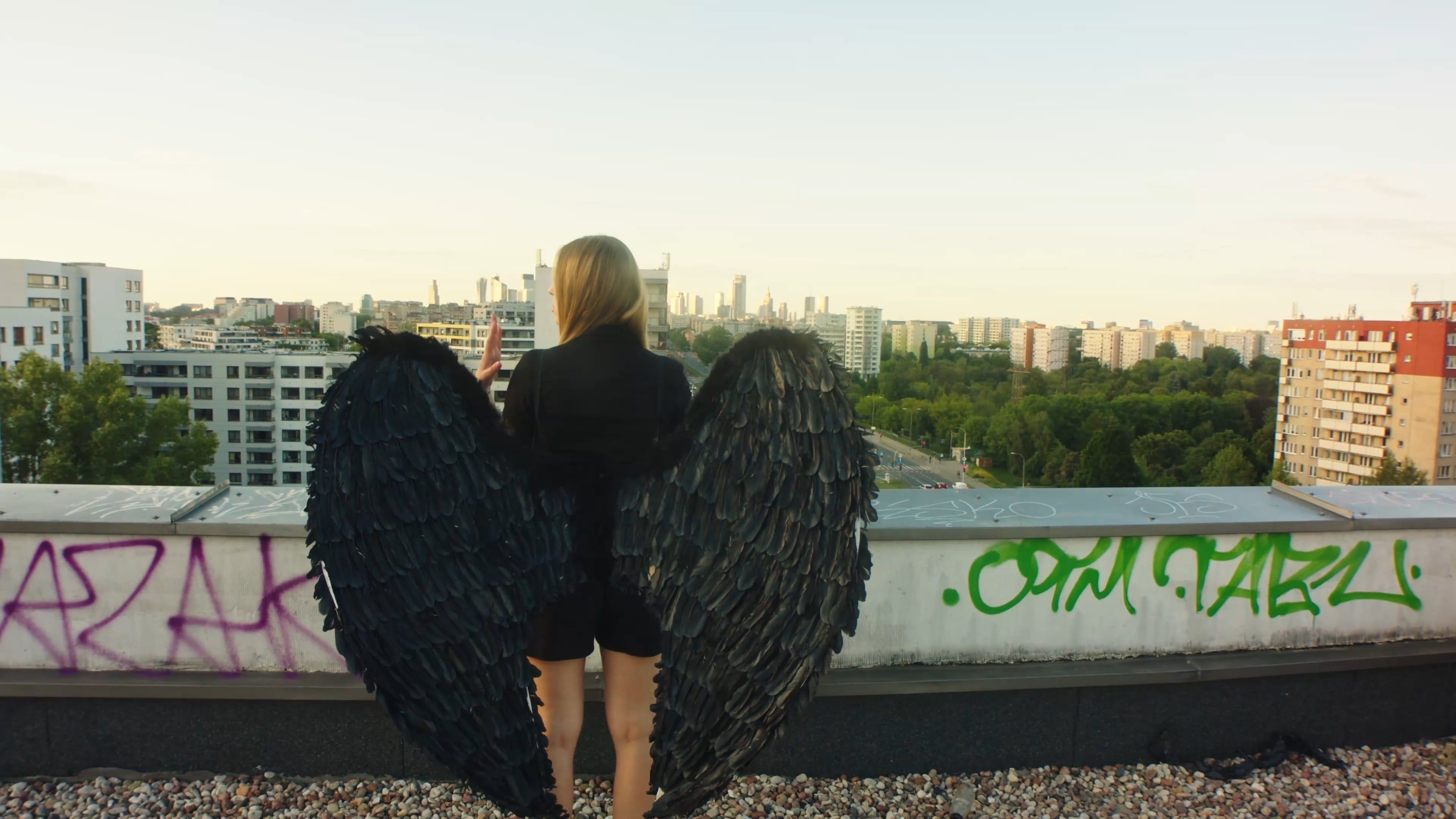 A Dark Angel Overlooking the City Free Stock Video Footage, Royalty ...